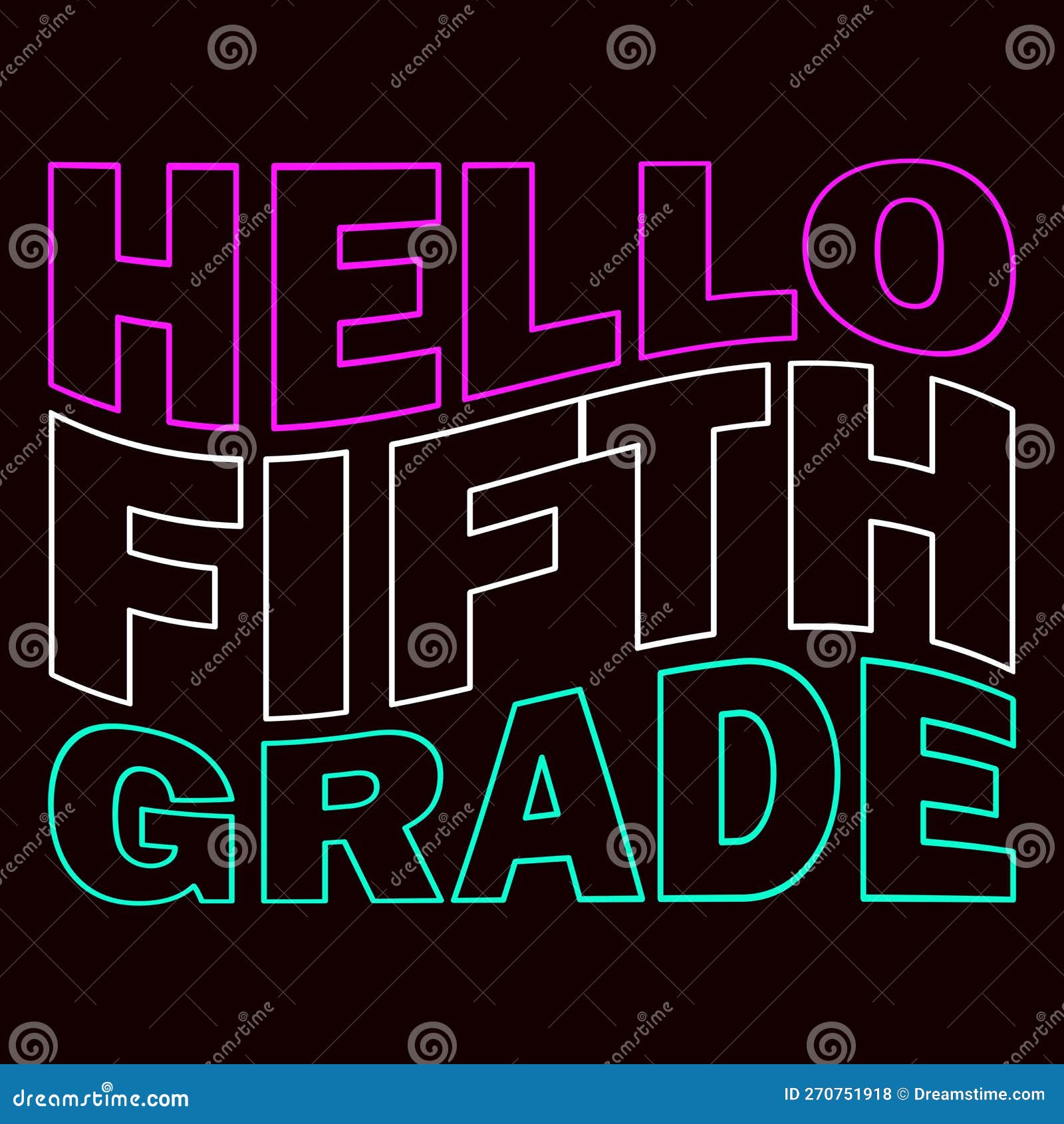 Hello Fifth Grade, Typography Design for Kindergarten Pre K Preschool ...
