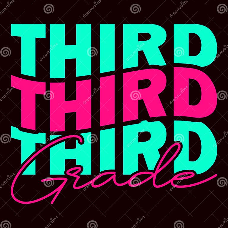 Third Grade, Typography Design for Kindergarten Pre K Preschool Stock ...