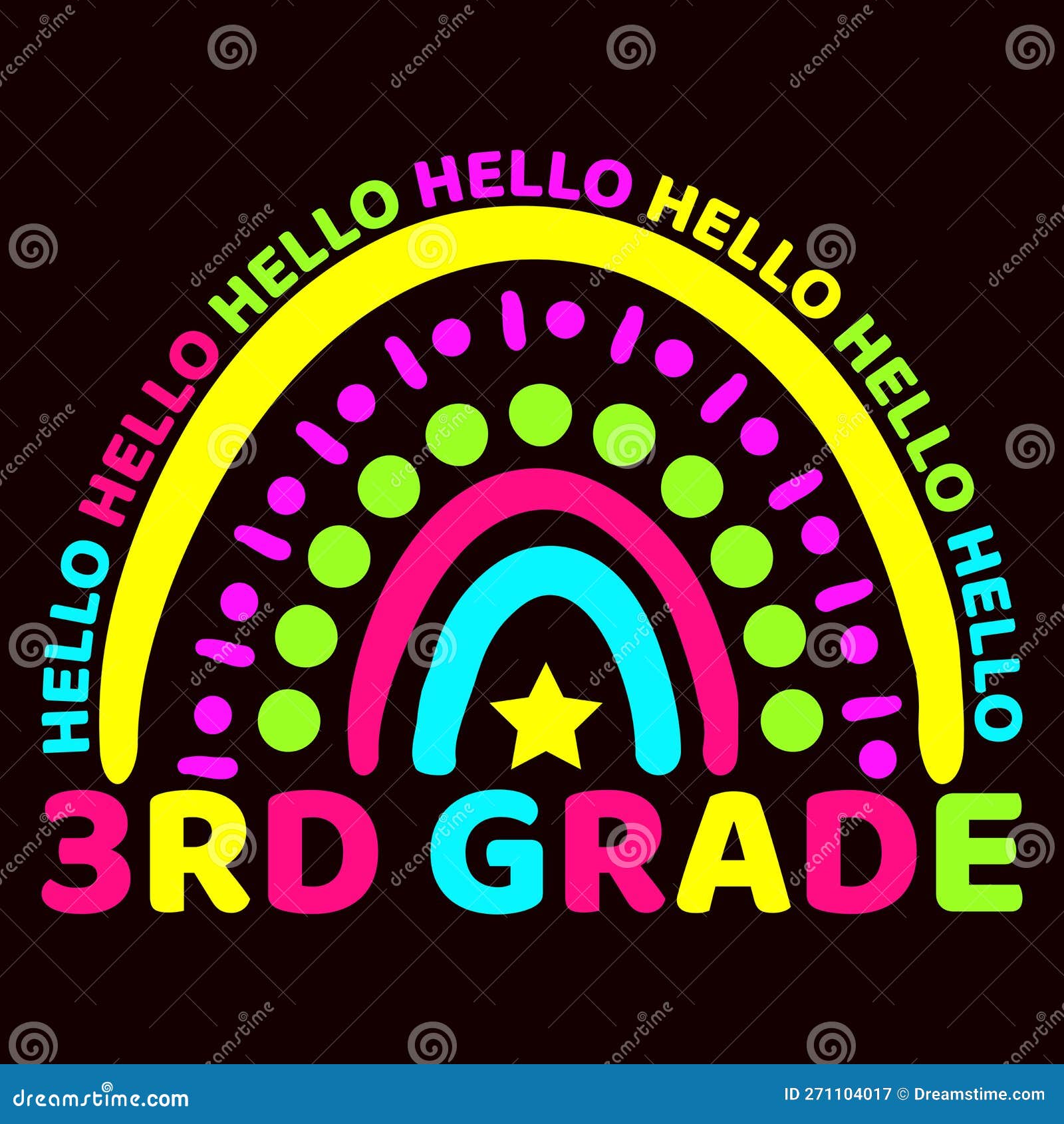 Hello 3rd Grade, Typography Design for Kindergarten Pre K Preschool ...