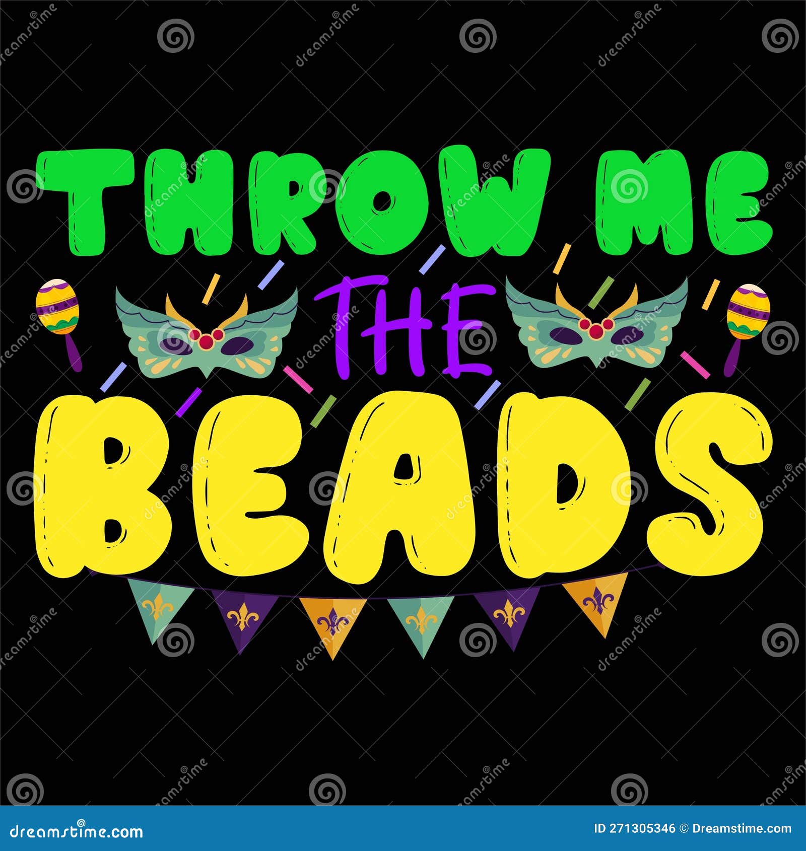 Throw Me Beads, Typography Design for Carnival Celebration, Christian ...