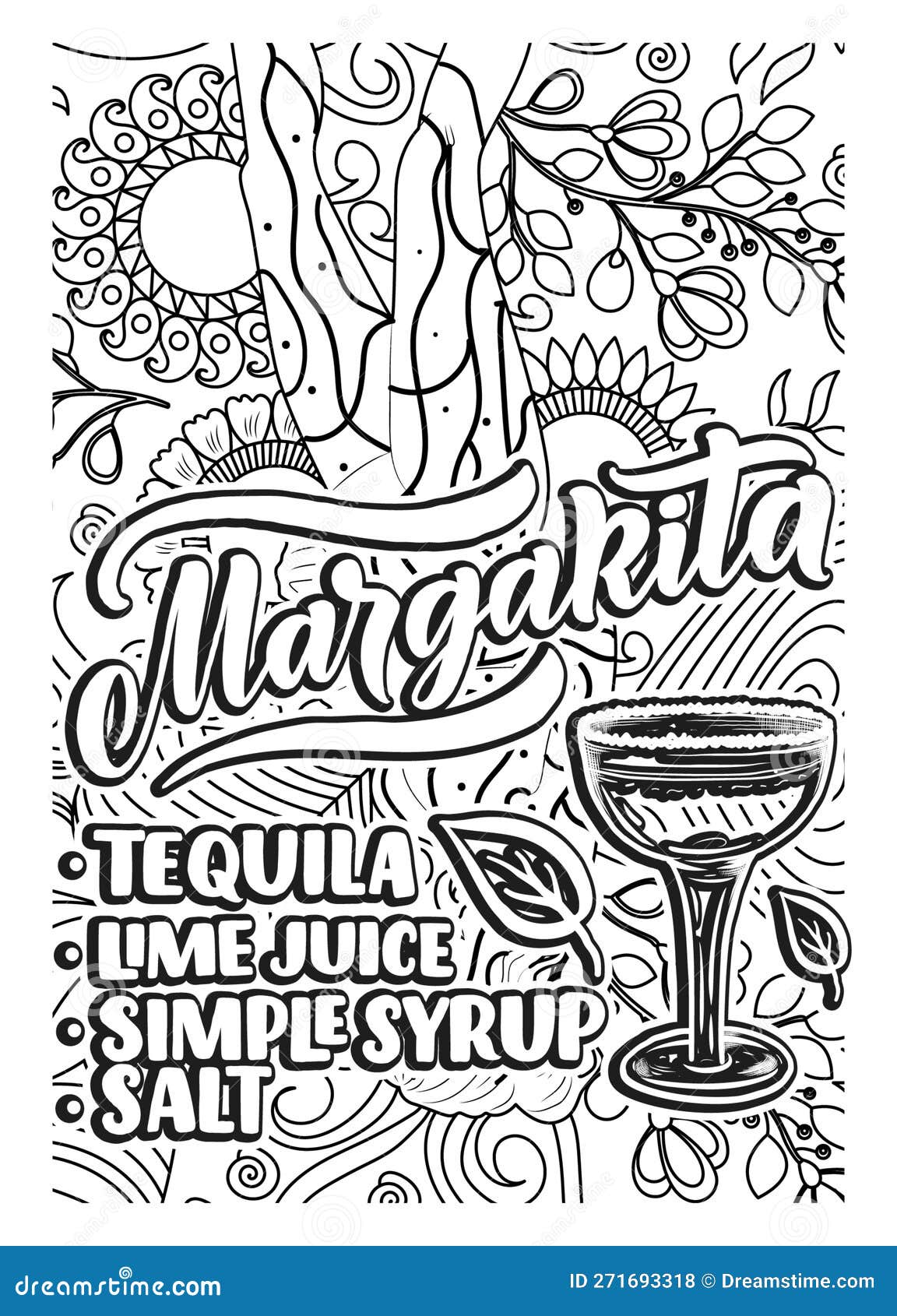 Cocktails Recipes Coloring Pages for Adults, Cocktails Coloring Page ...