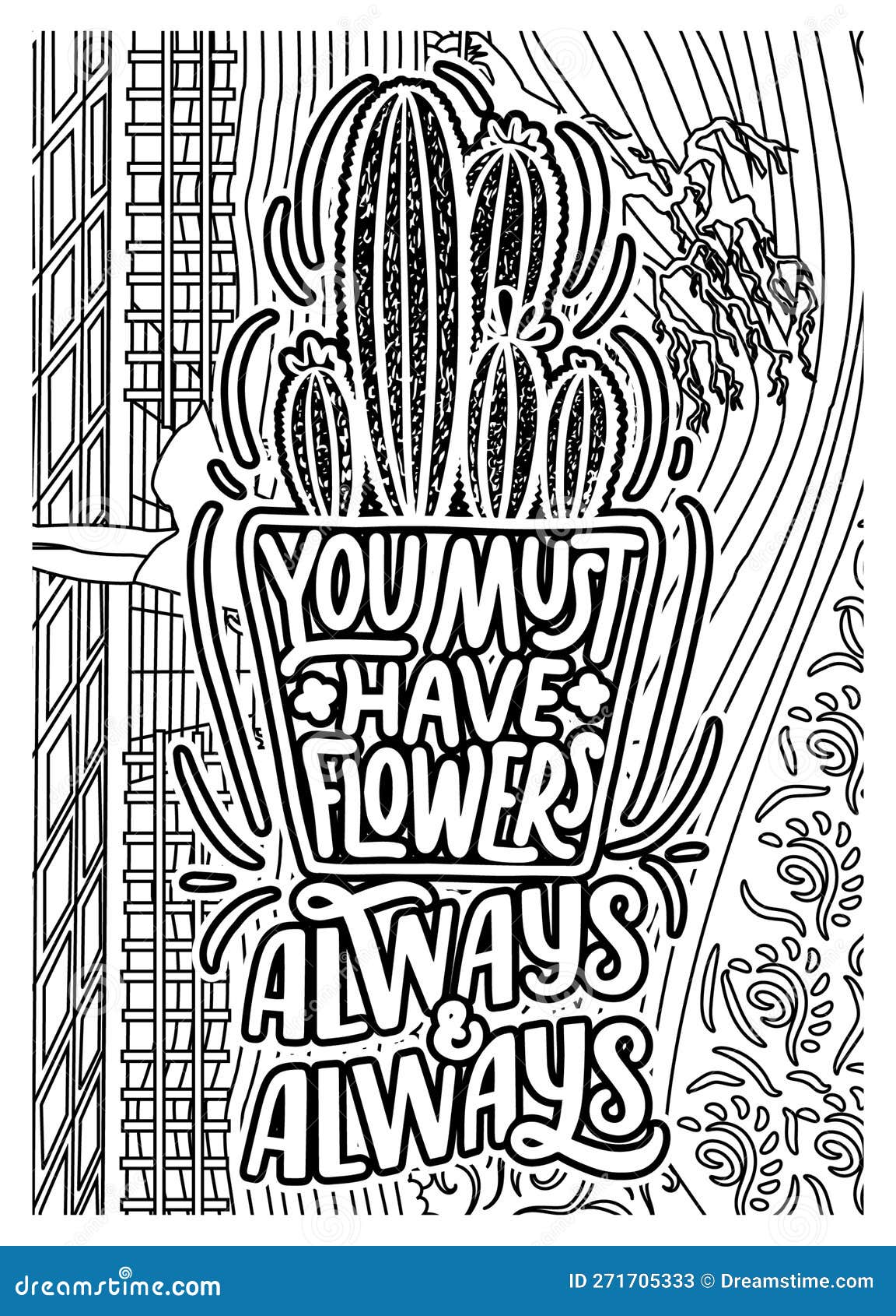 Flower Quote Coloring Pages for Adults, Flower Coloring Page Design ...