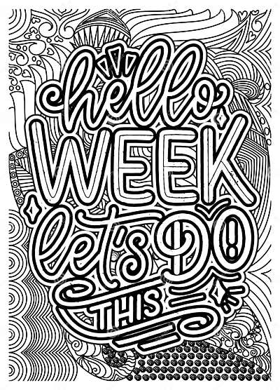 Monday Motivational Quote Coloring Pages for Adults, Monday Coloring ...