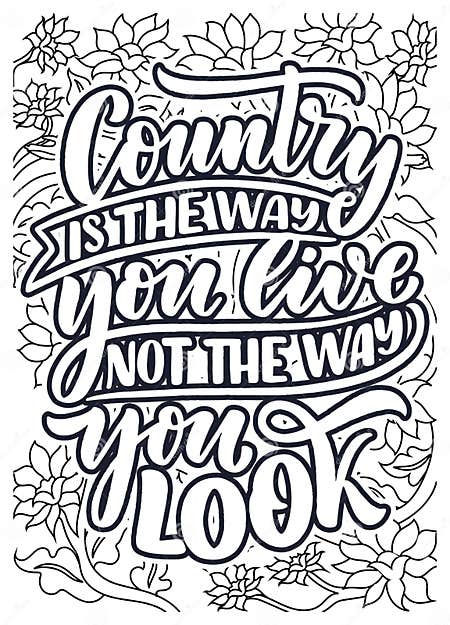 Country Music Inspirational Quote Coloring Pages for Adults, Country ...