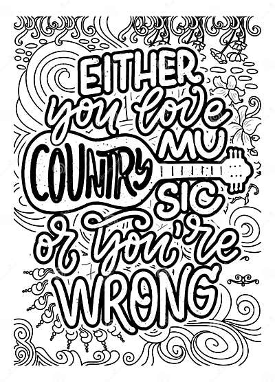 Country Music Inspirational Quote Coloring Pages for Adults, Country ...