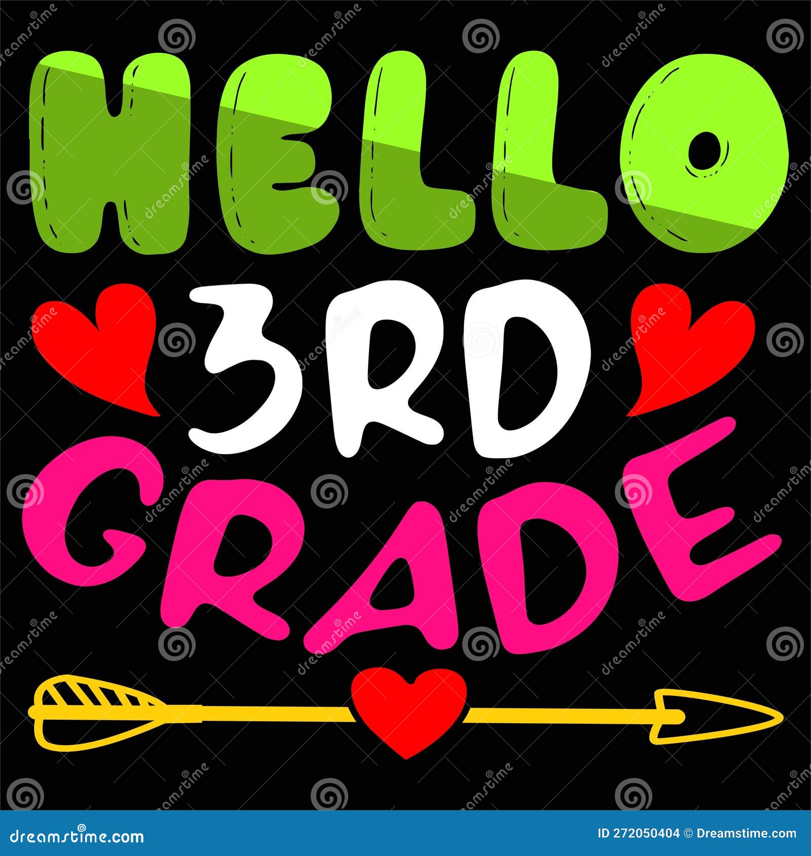 Hello 3rd Grade, Typography Design for Kindergarten Pre-k Preschool ...