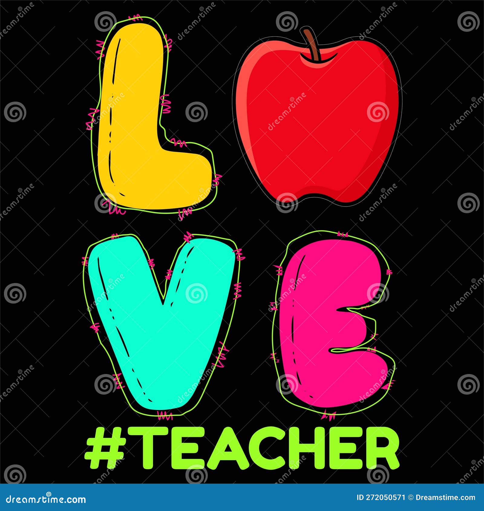 Love Teacher, Typography Design for Kindergarten Pre-k Preschool Stock ...
