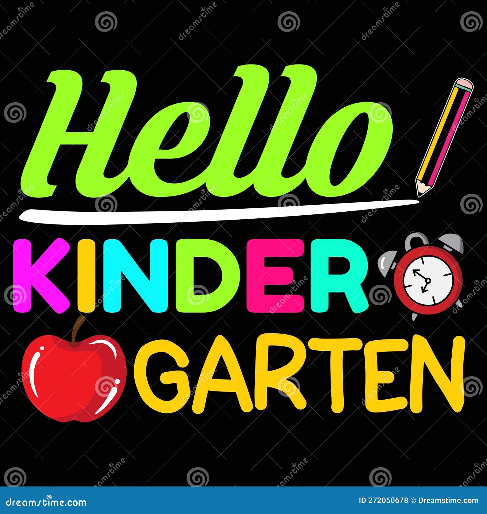 Hello Kinder Garten, Typography Design for Kindergarten Pre K Preschool ...