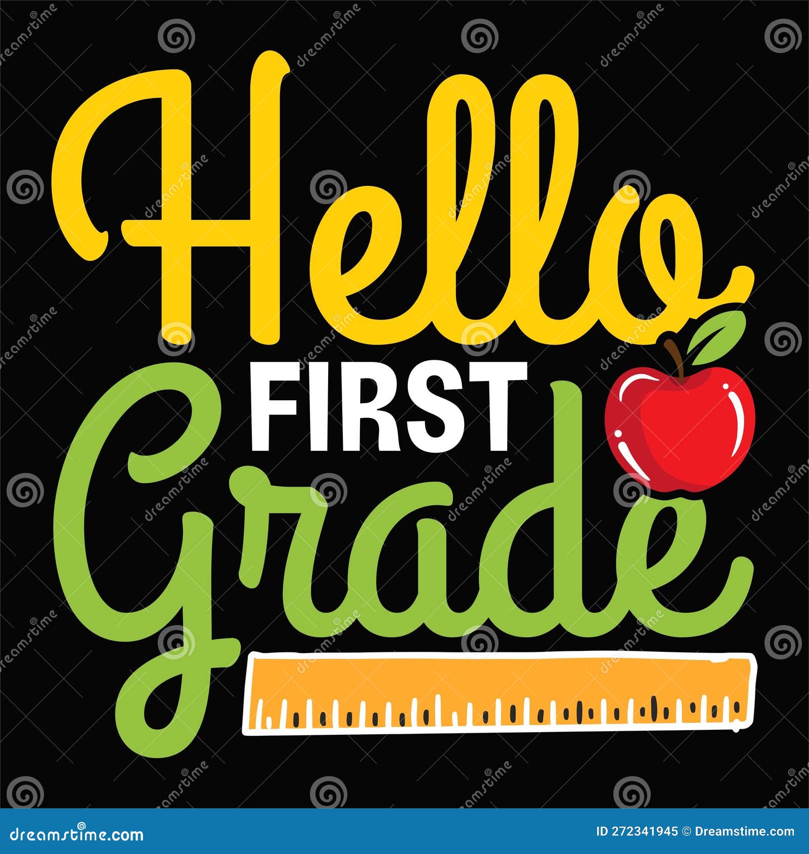 Happy First Grade, Typography Design for Kindergarten Pre-k Preschool ...