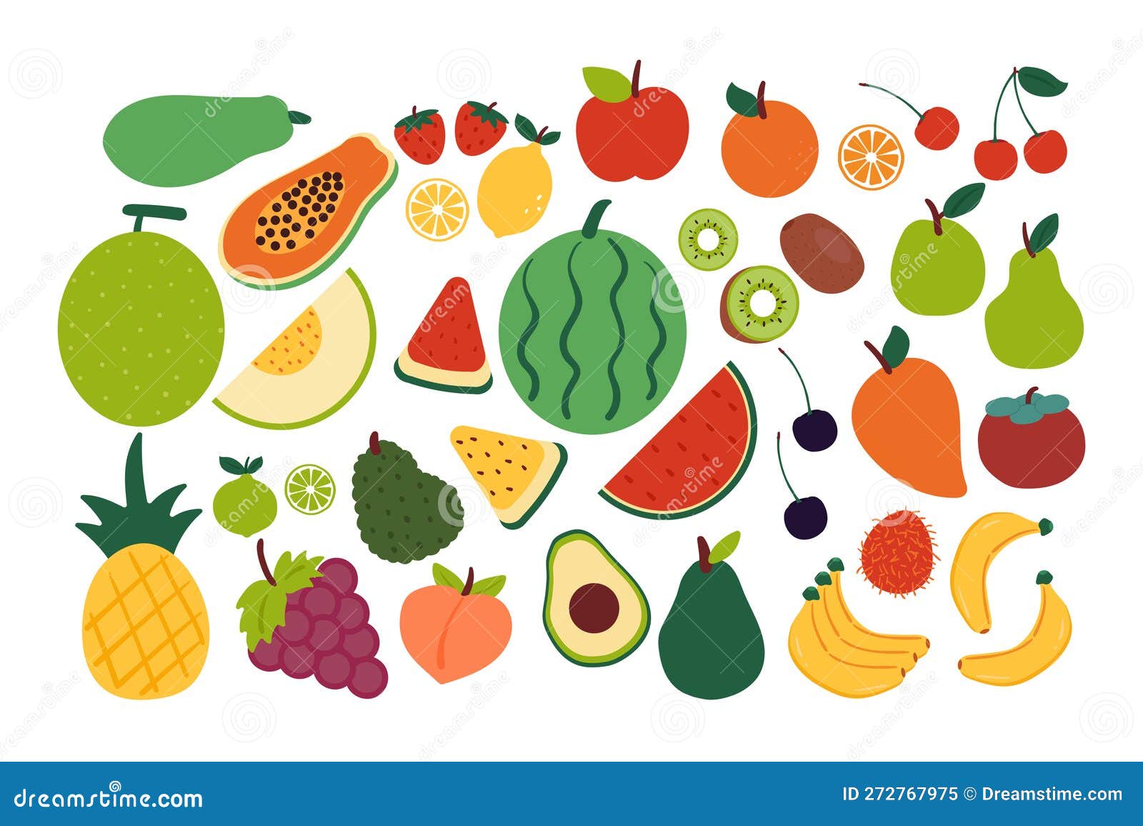 Hand Drawing Cartoon Fruit Sticker Set Stock Vector - Illustration of ...