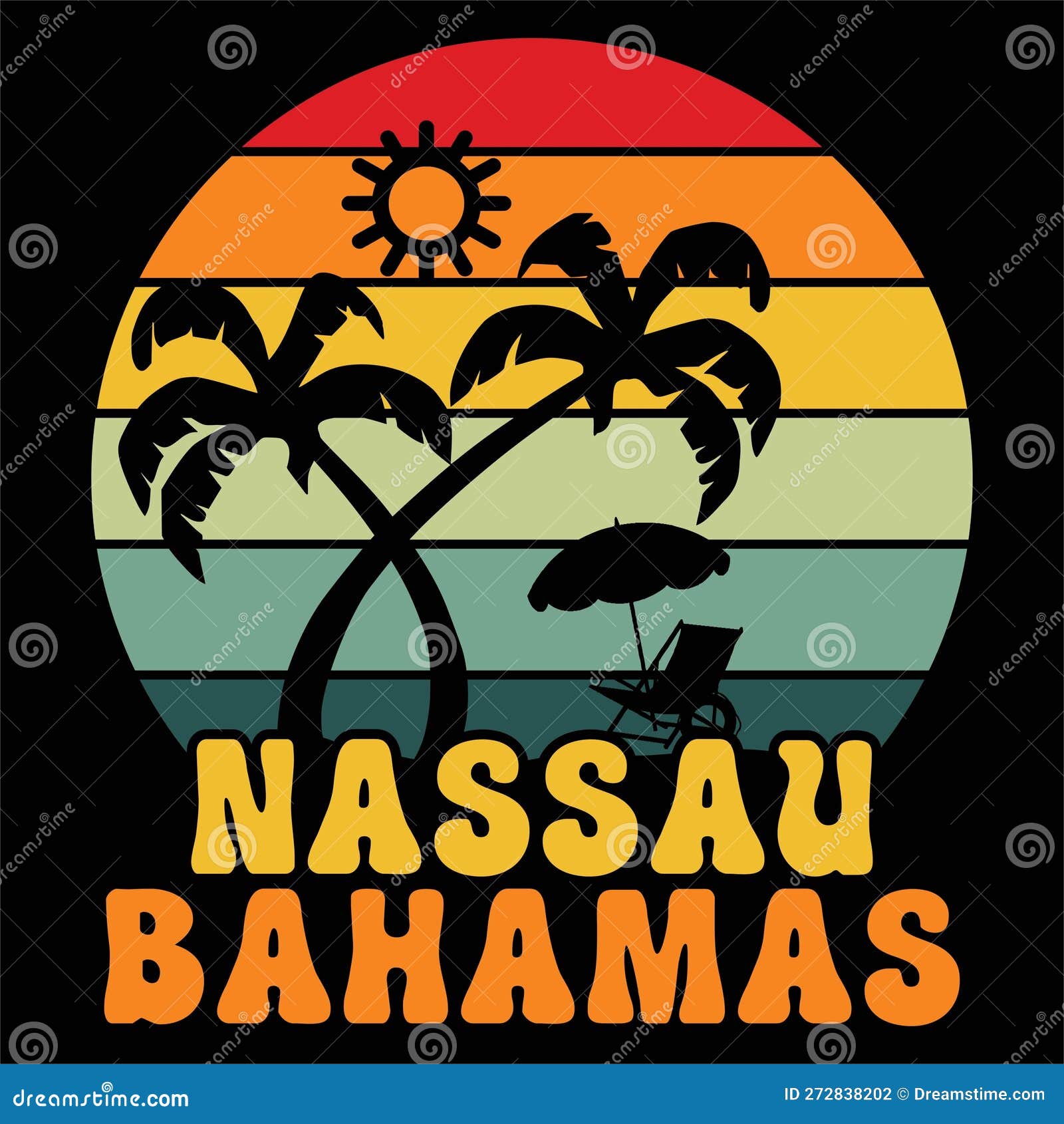 Nassau Bahamas, Family Vacation Typography Design Stock Vector ...