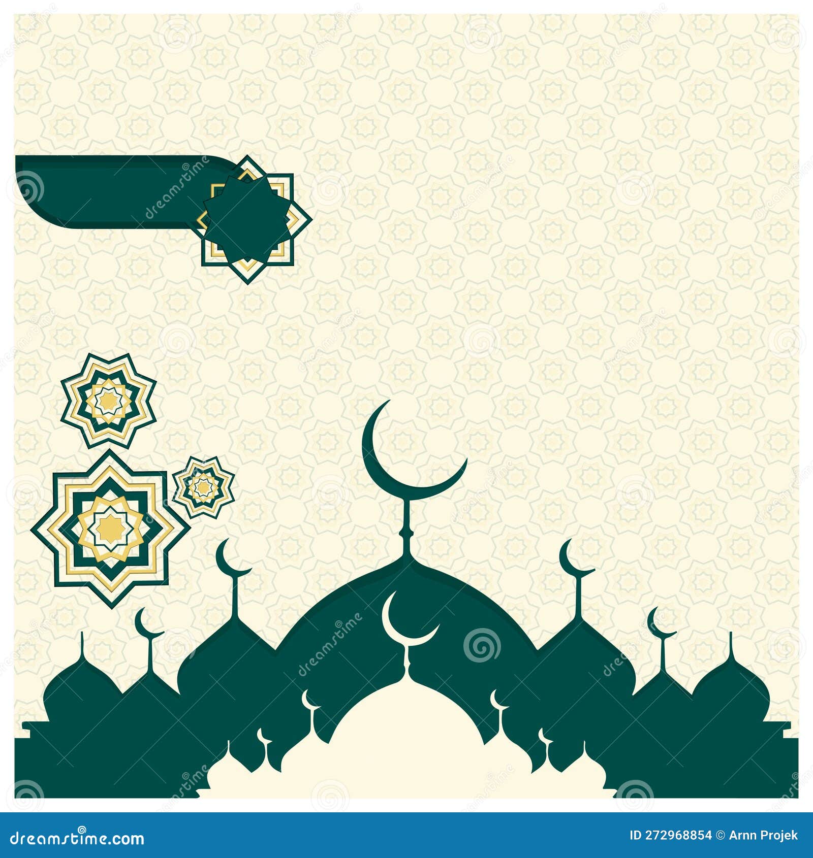 Ramadan Design Pamphlet with a Green and White Mosque Stock Vector ...