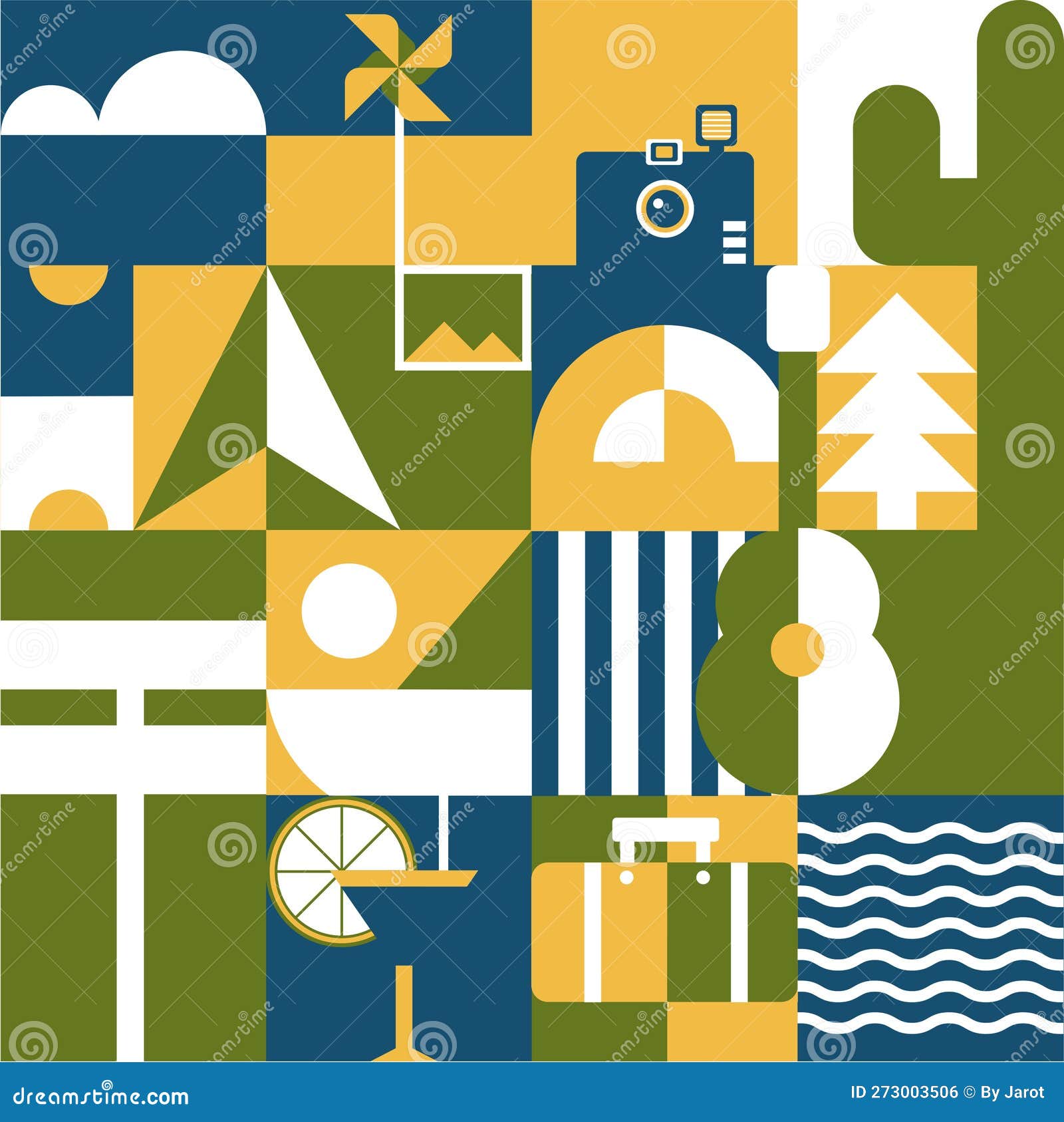 Set of Traveling Elements with Geometric Concept Stock Illustration ...