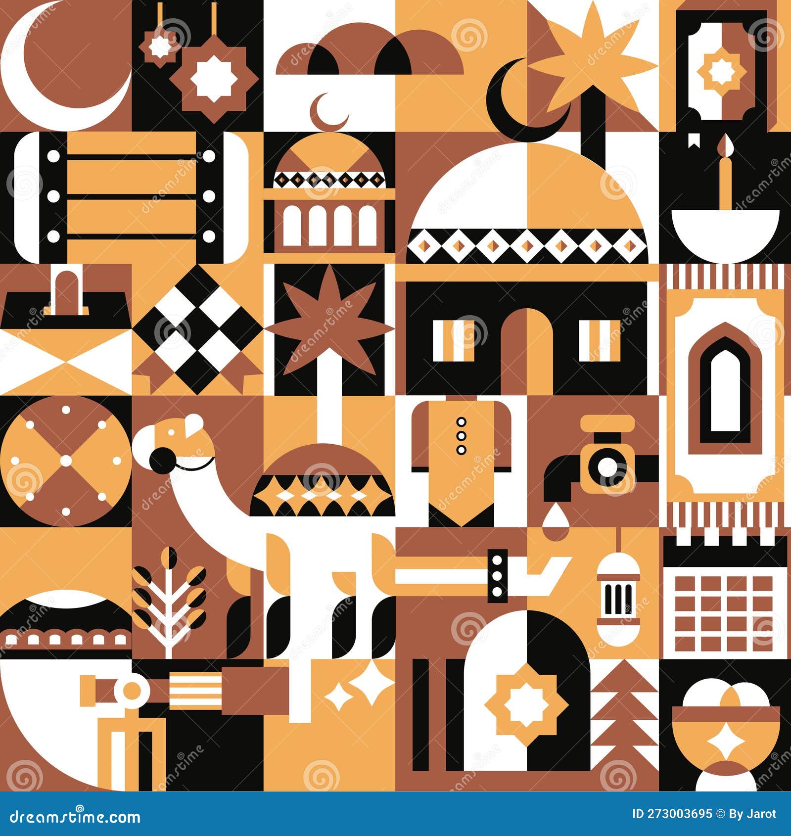 Set of Ramadan Elements with Geometric Concept Stock Illustration ...