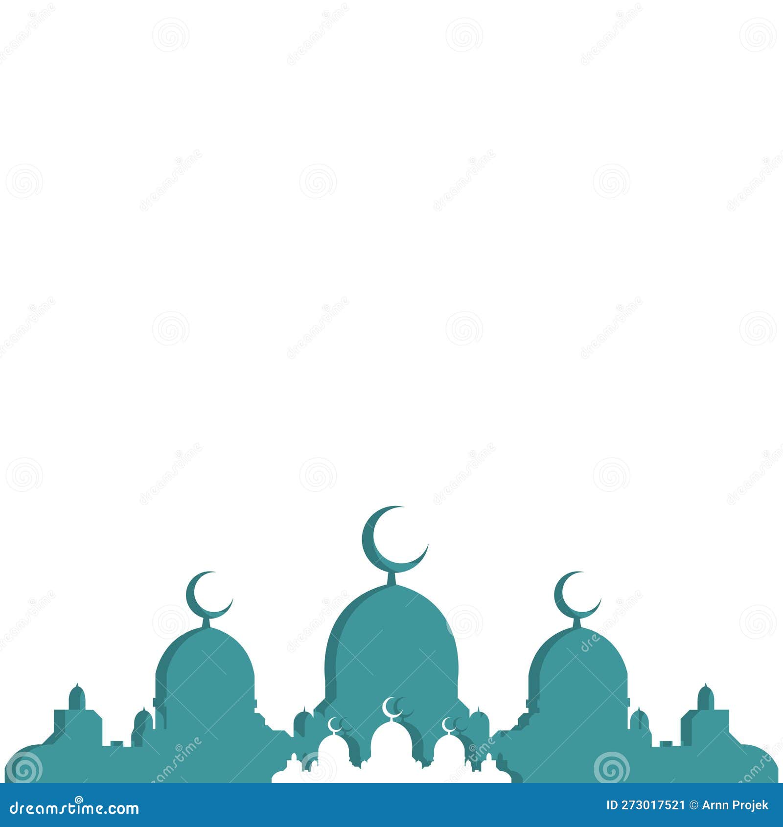 Mosque Background With Colored Domes And Minarets And With Shadow ...