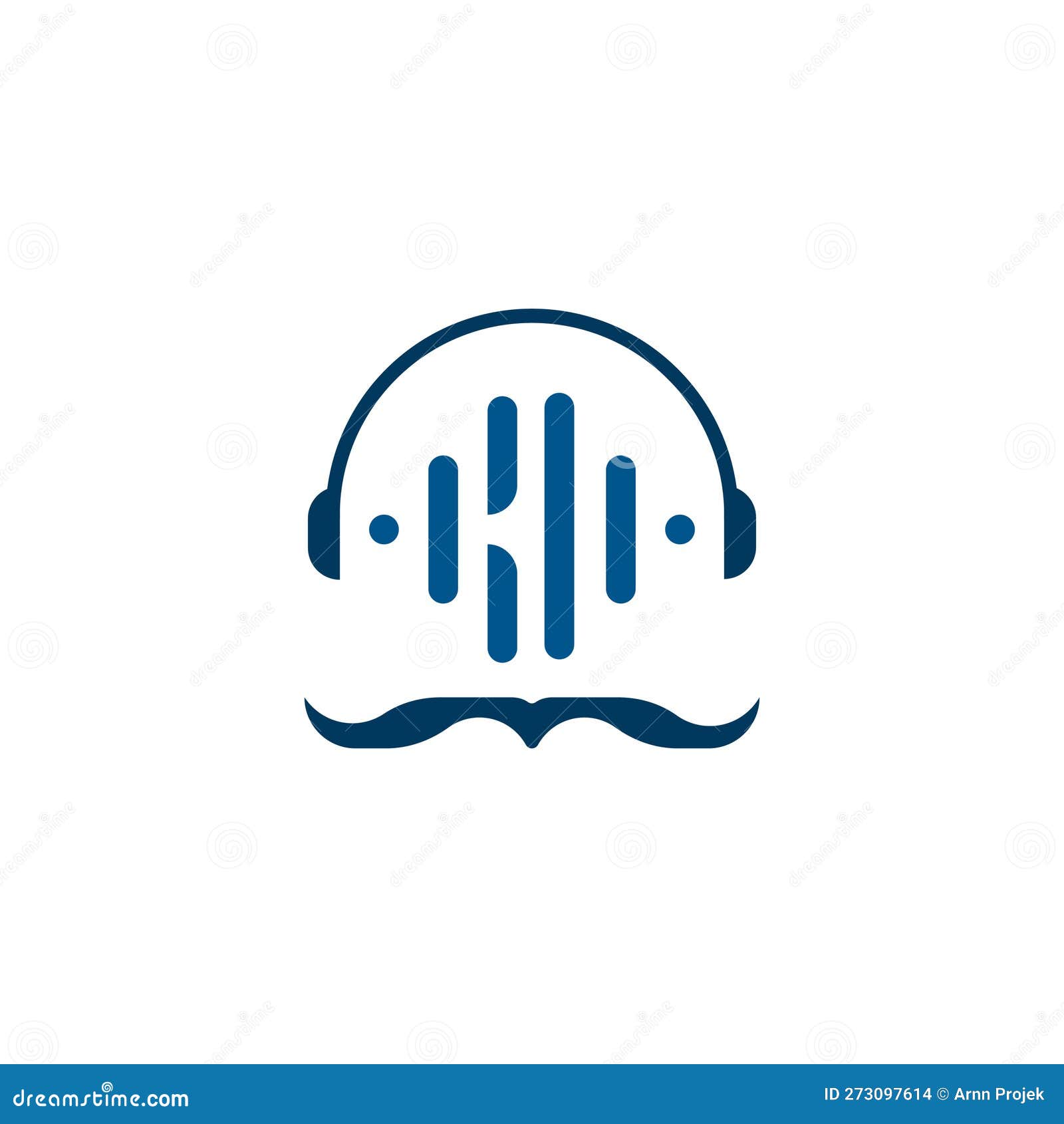 The Initials Km Logo with Sound Waves Shaped Like an Old Man with a ...
