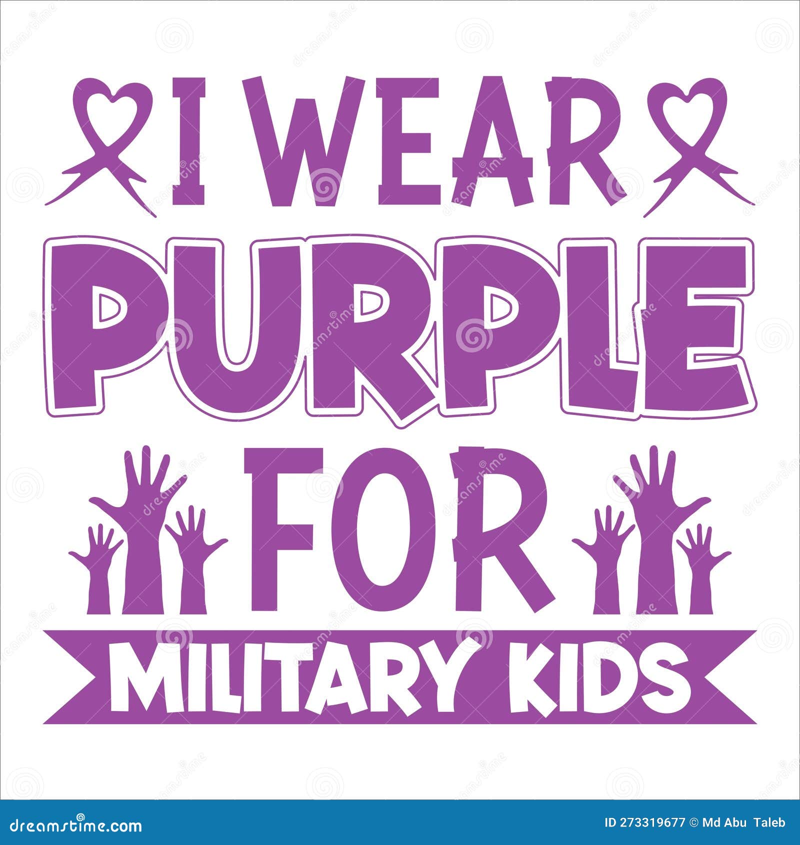 I Wear Purple for Military Kids, Military Child Typography T-shirt ...