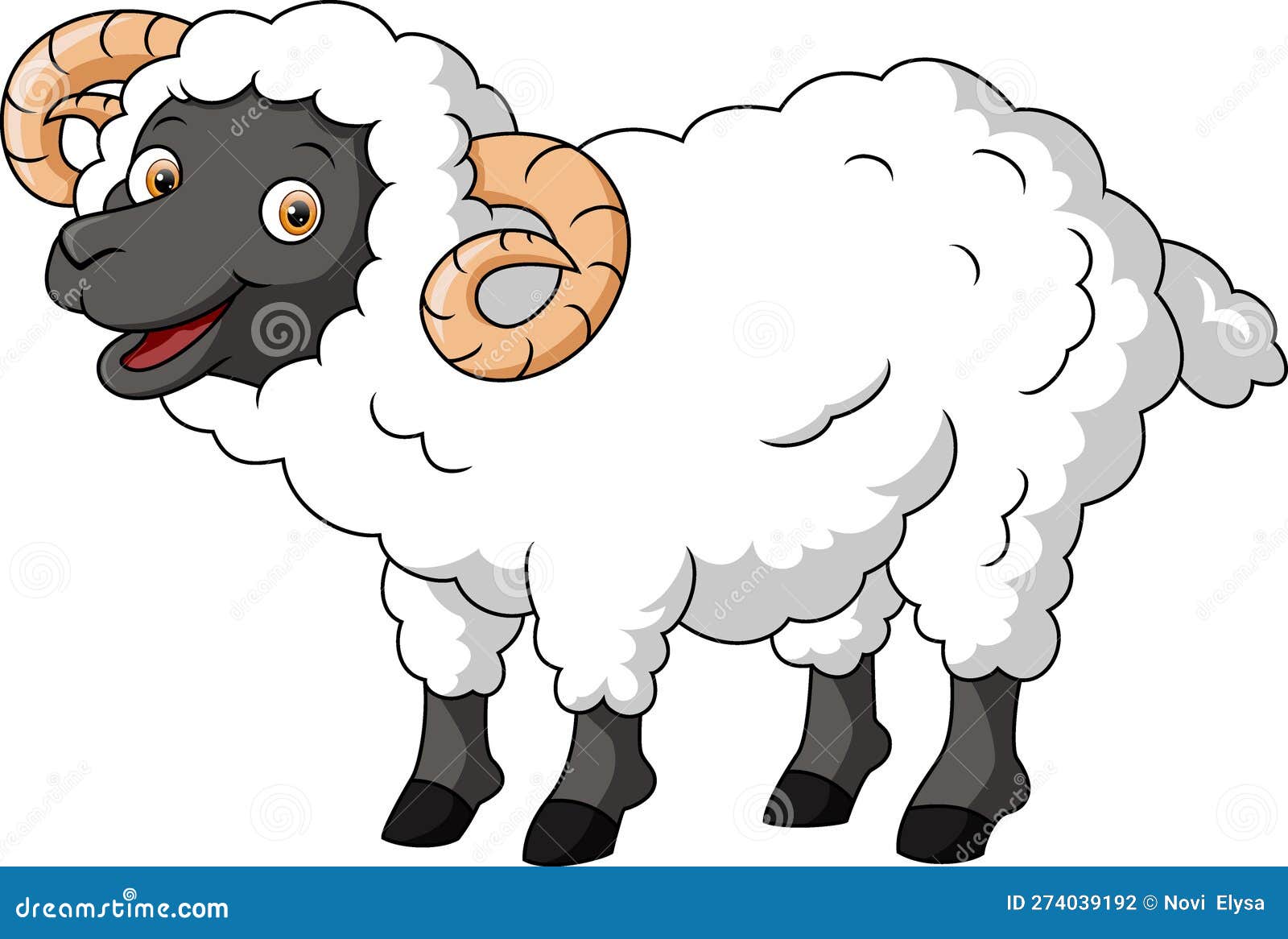 Cute Happy Sheep Cartoon Isolated on White Background Stock Vector ...