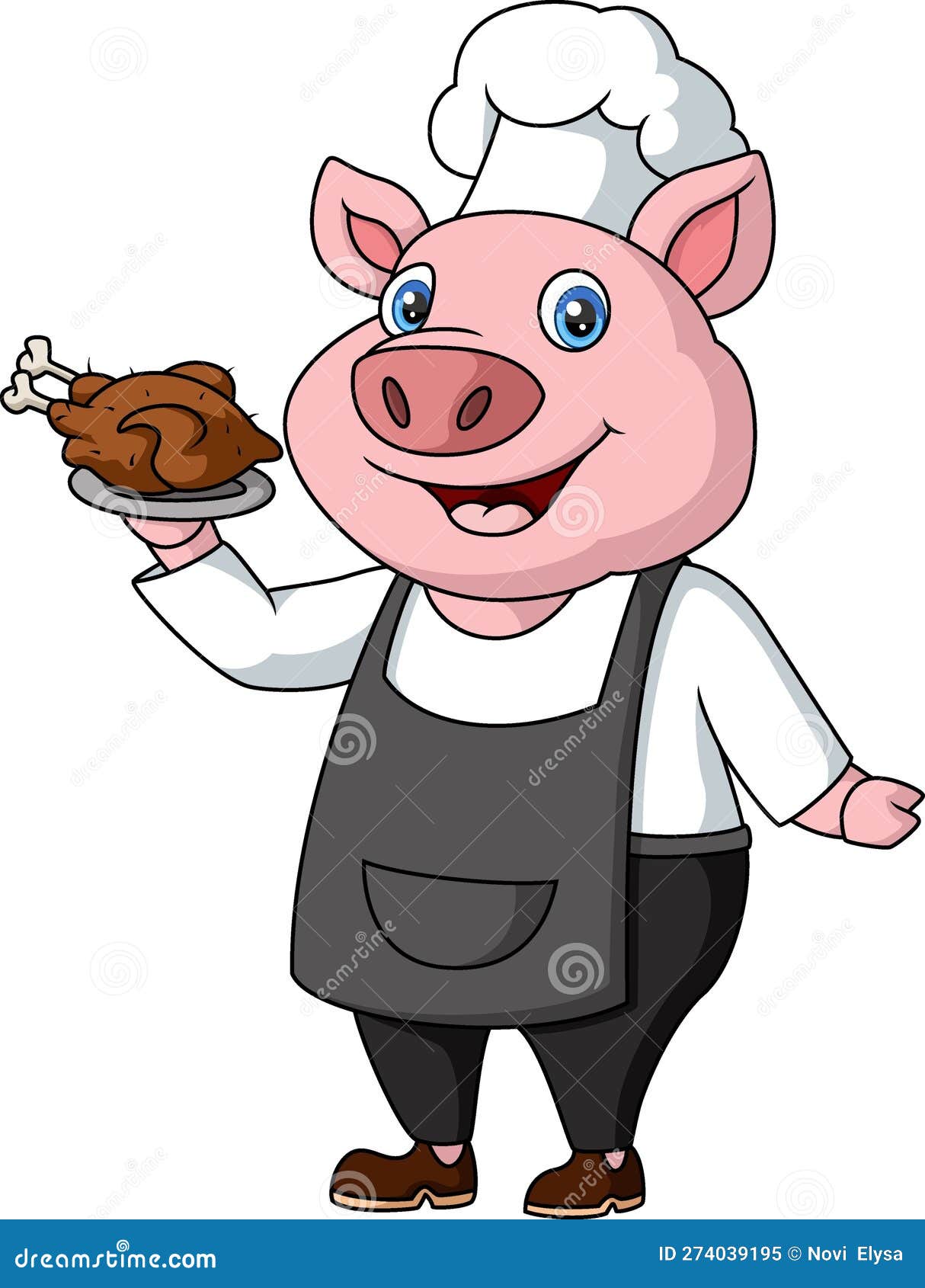 Cute Happy Pig Chef Cartoon on White Background Stock Vector ...