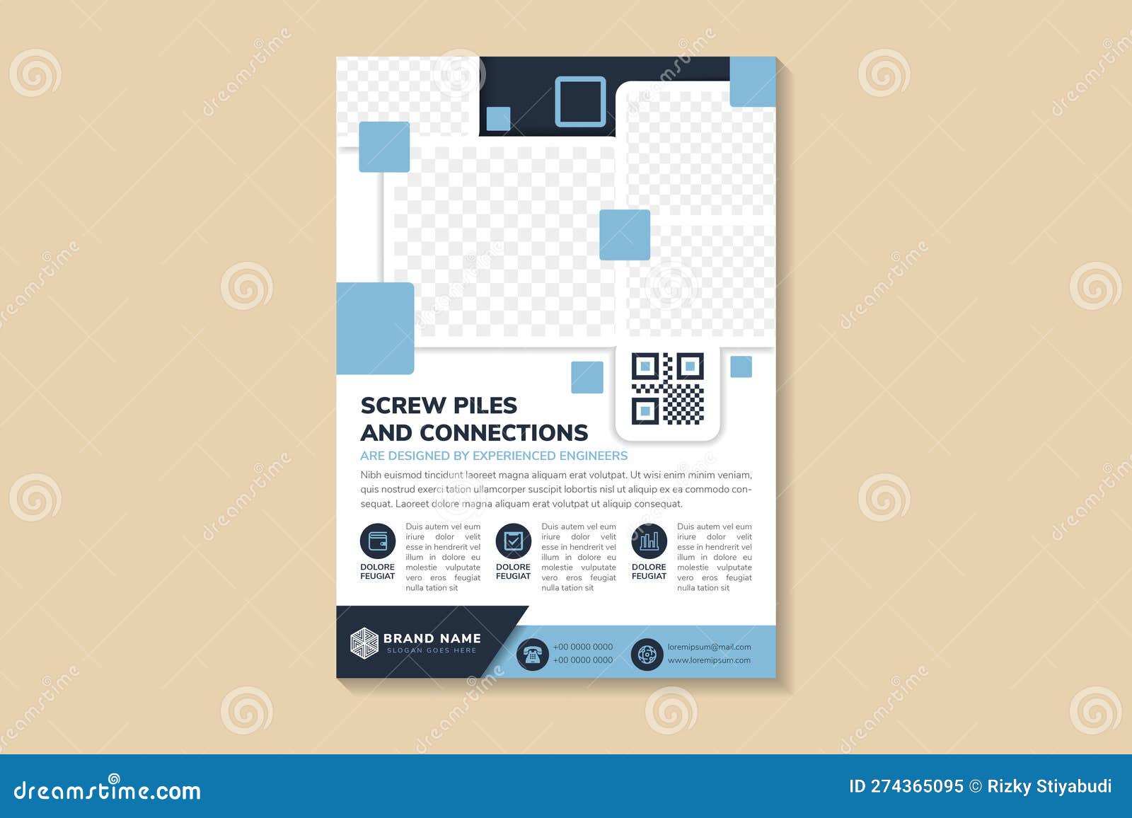 Piles and Connections Flyer Template. Stock Vector - Illustration of ...