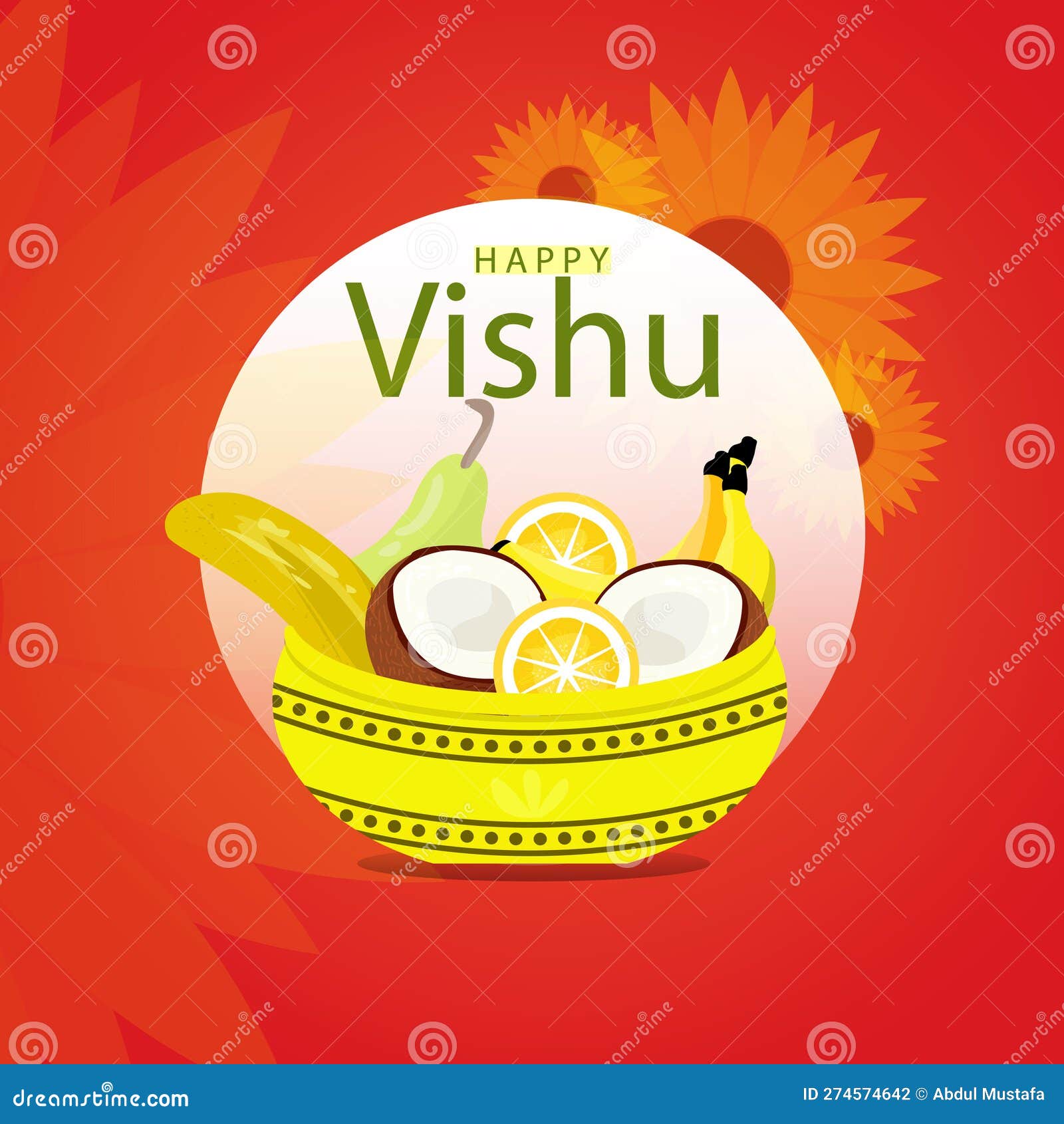 Happy Vishu Sight-Kerala Festival Stock Vector - Illustration of ...