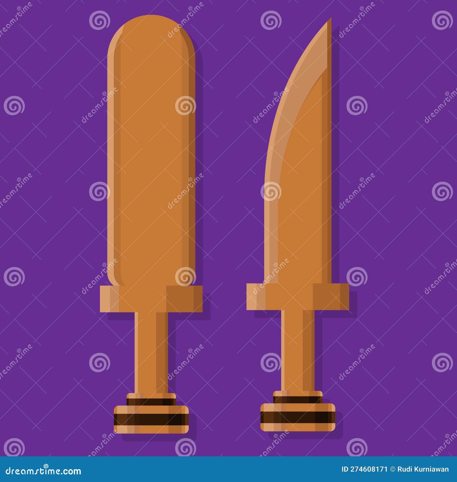 Vector Illustration of Two Wooden Swords in Different Styles Stock ...