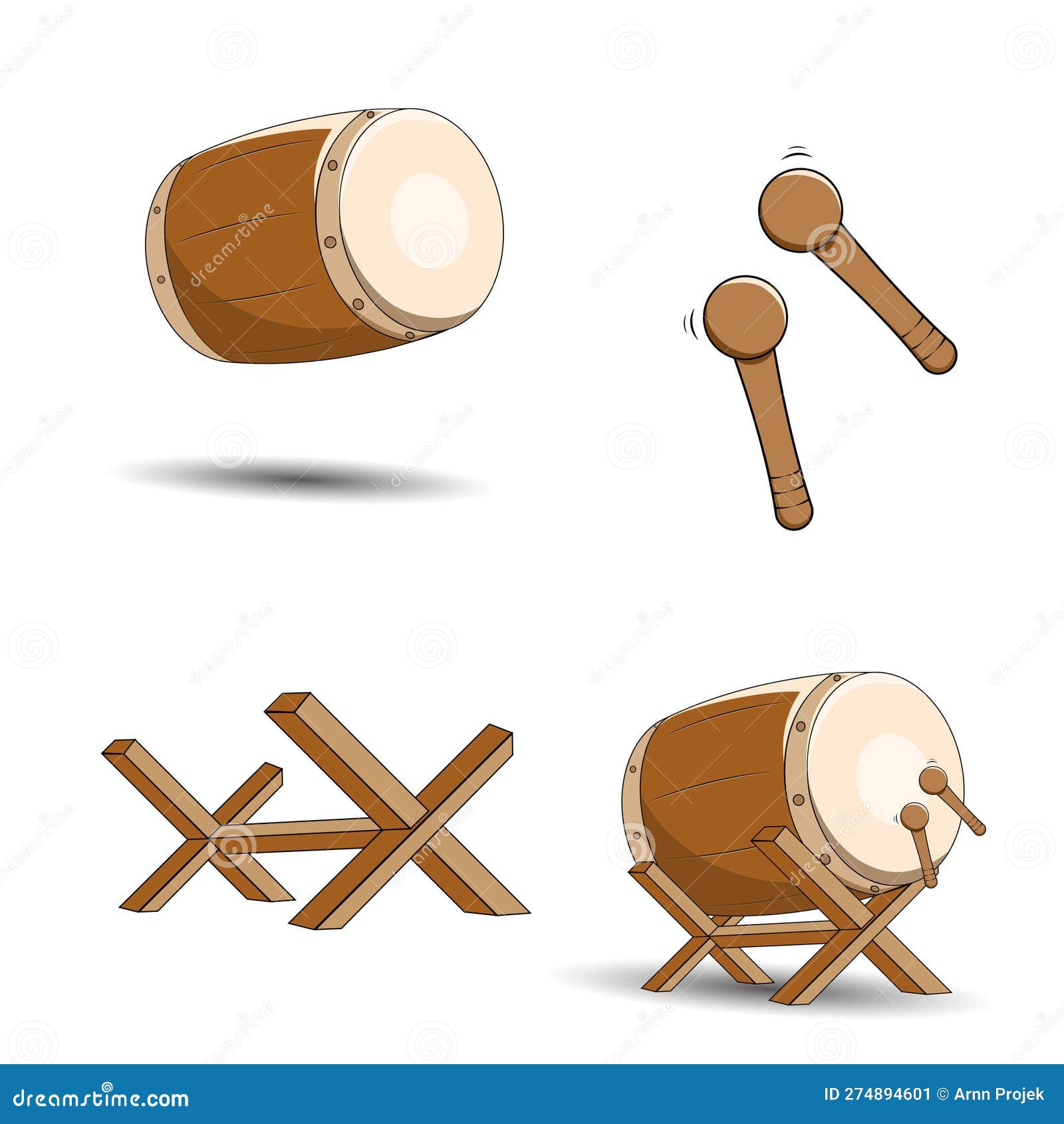 Illustration Vector Graphic of Simple Brown Beduk Set Stock Vector ...