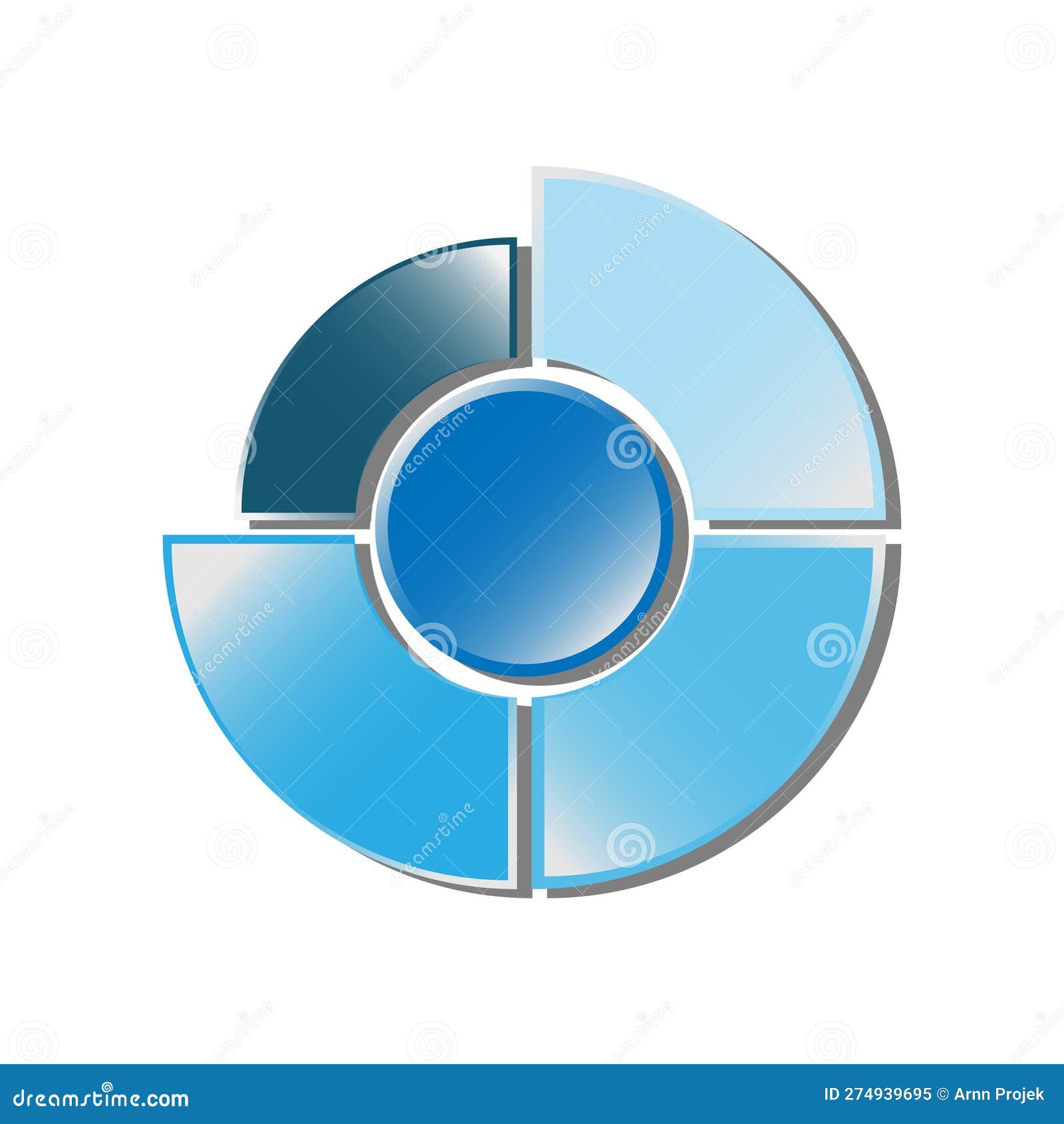 Illustration Vector Graphic of 3d Hd Blue Three-quarter Circle Diagram ...