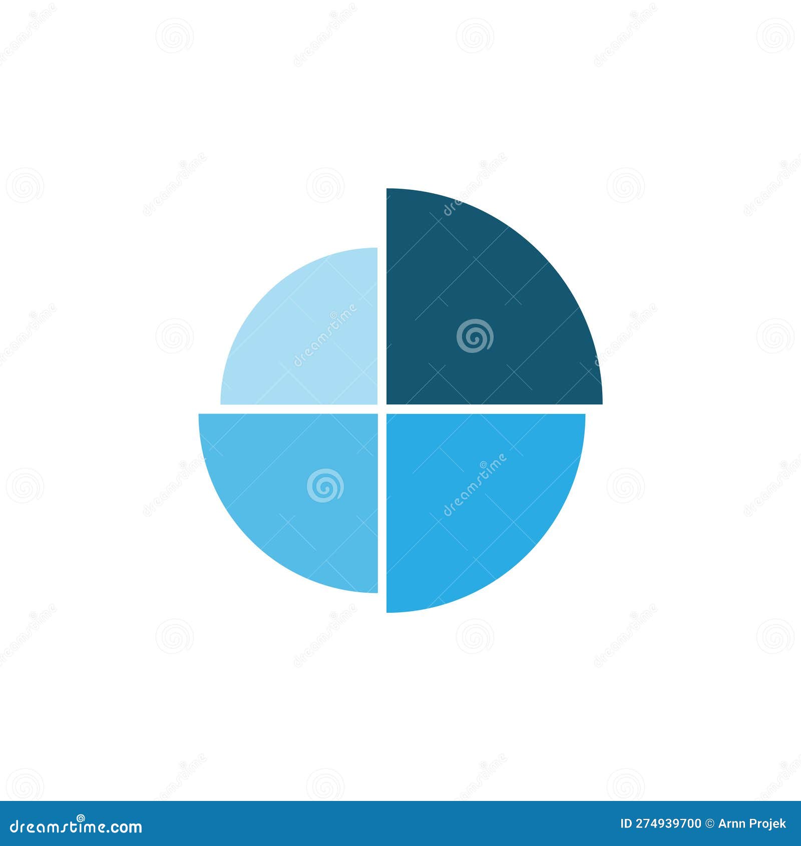 Illustration Vector Graphic of Blue Three-quarter Circle Diagram Stock ...