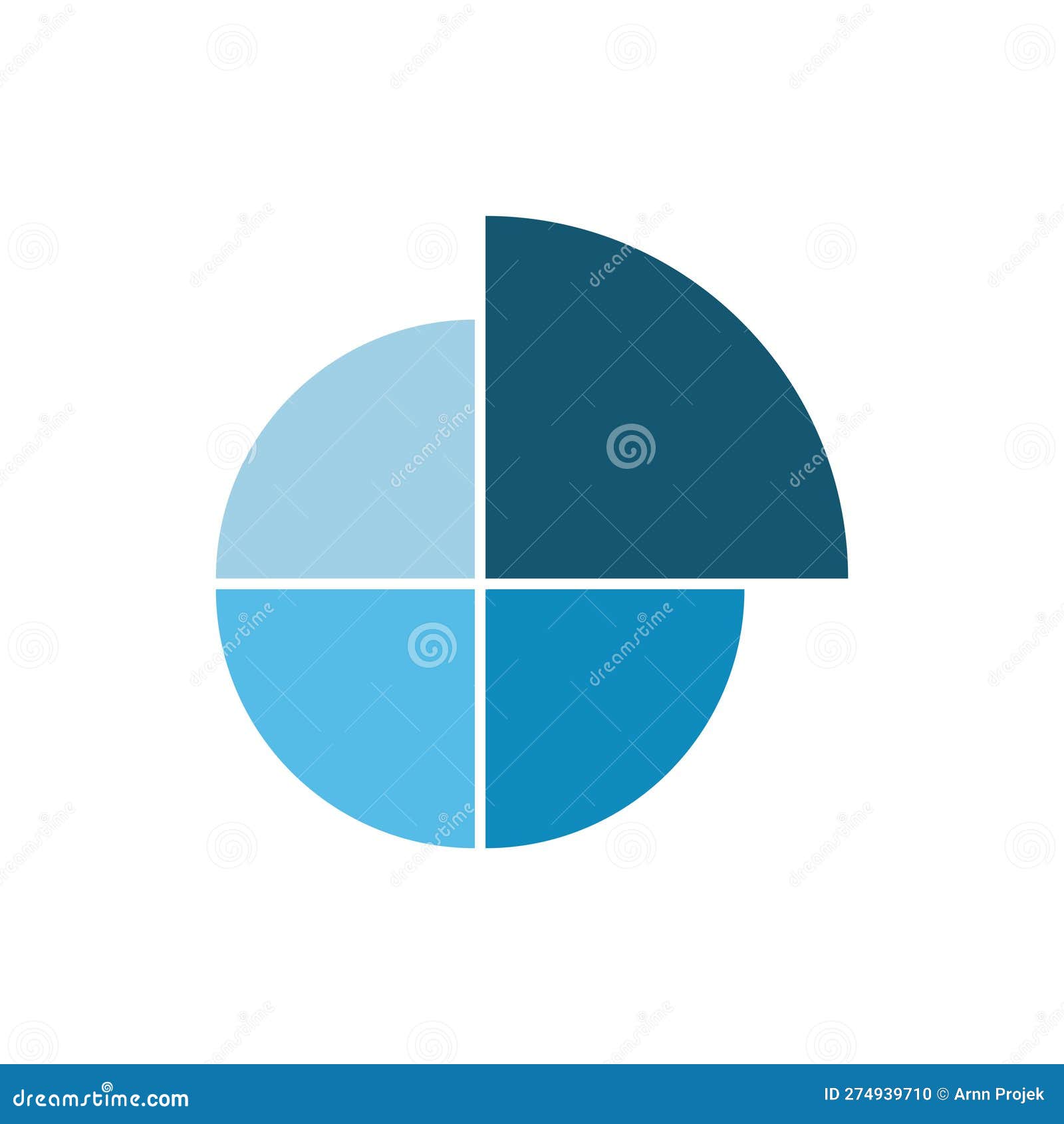 Illustration Vector Graphic of Blue Quarter Circle Diagram Stock Vector ...
