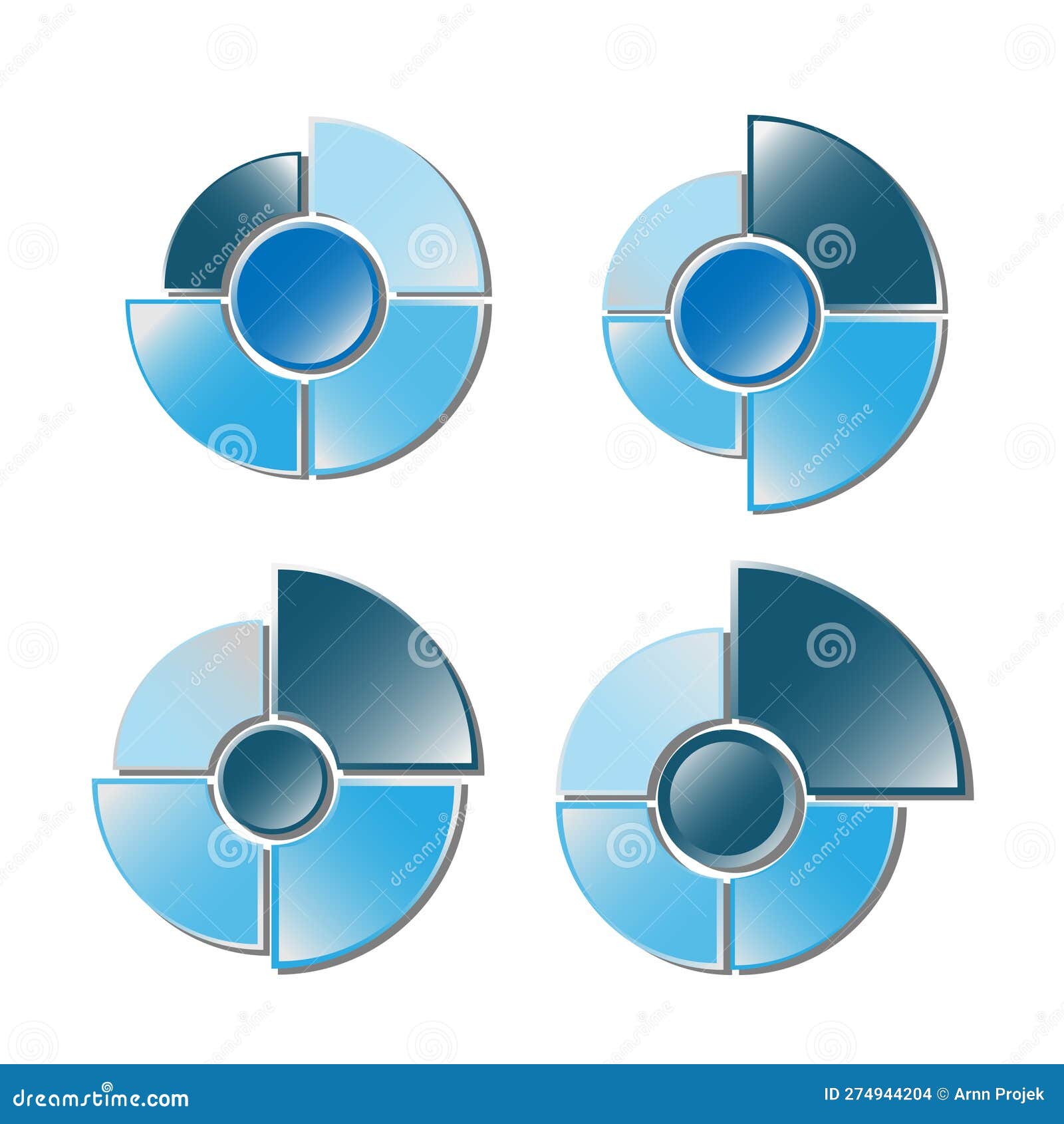 Illustration Vector Graphic of 3d Hd Blue Circle Diagram Set Stock ...