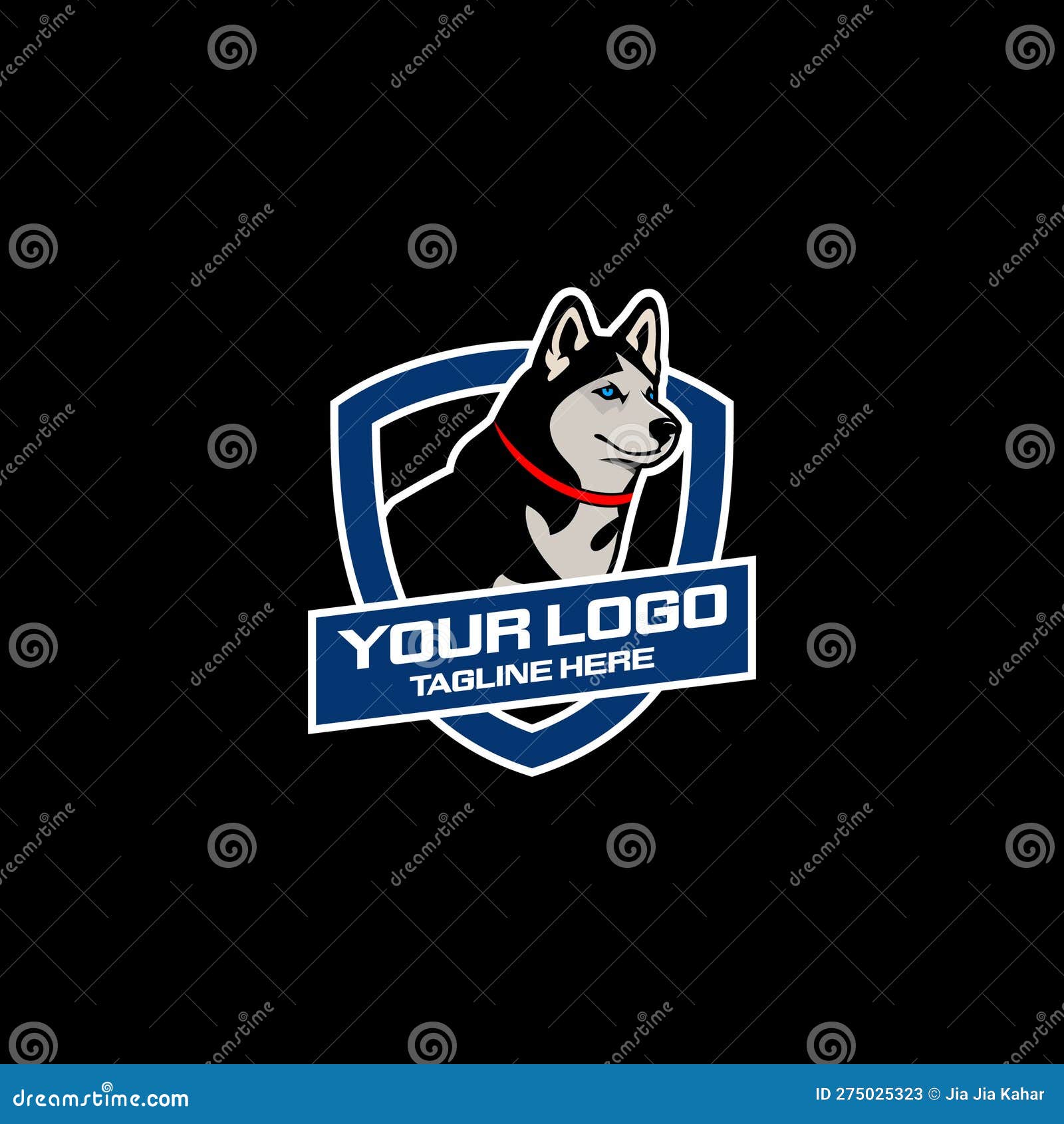 A Logo Showing a Guard Dog Wearing a Red Collar Stock Vector ...