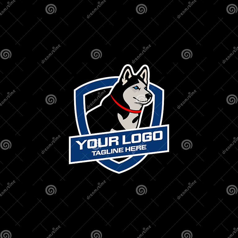 A Logo Showing a Guard Dog Wearing a Red Collar Stock Vector ...