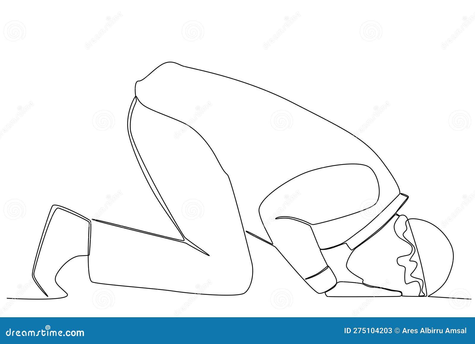 Side View of a Man Prostrating during Salat Stock Vector - Illustration ...