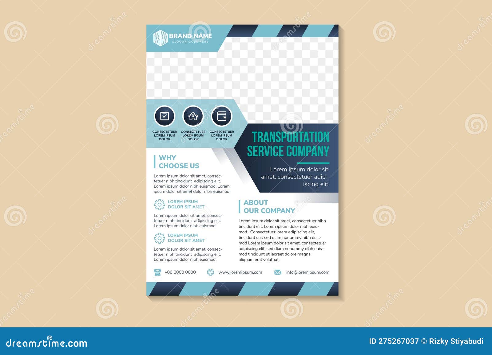 Transportation Service Company Brochure Flyer Design Vector Template ...