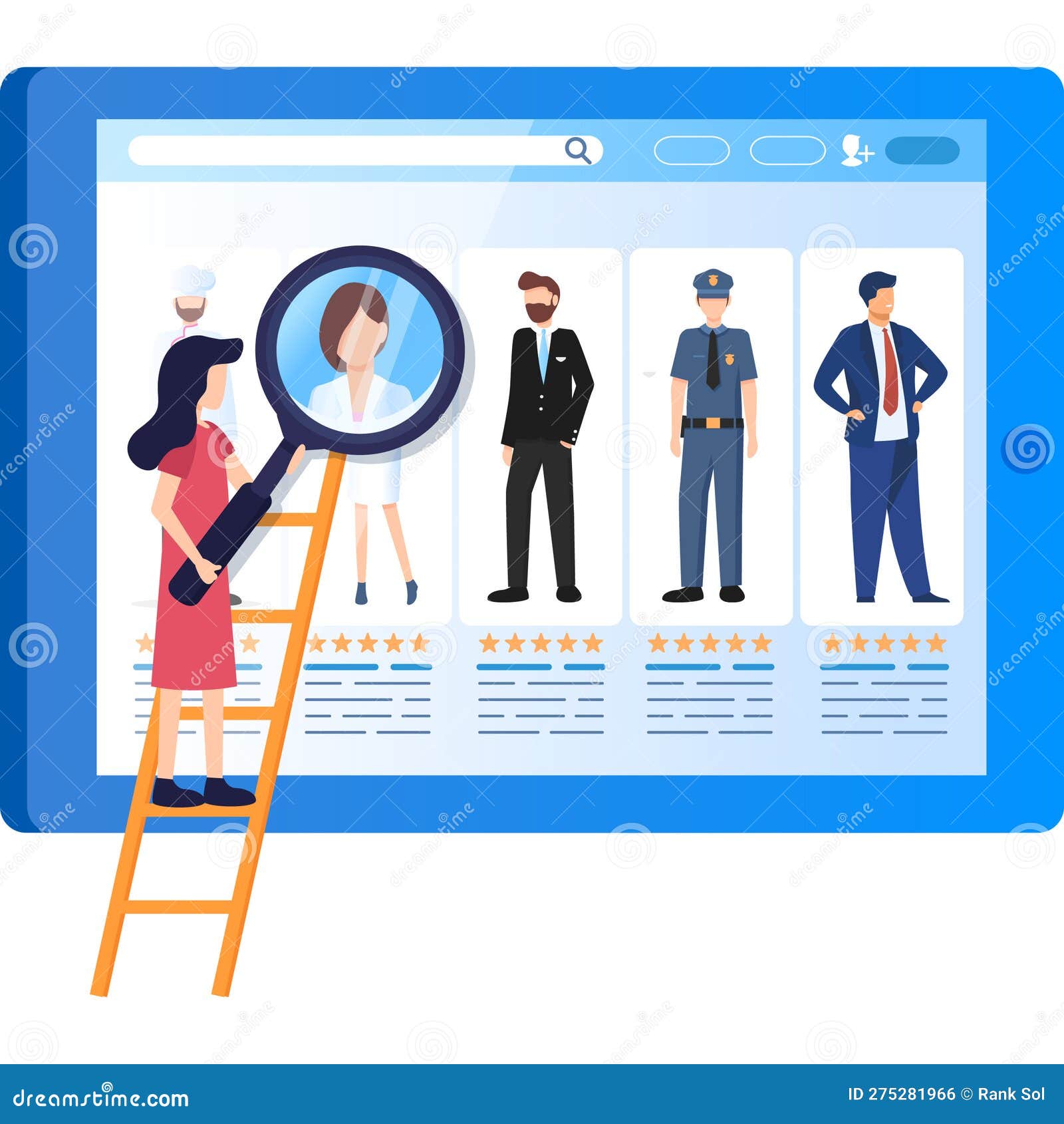 Woman Search Profile Illustration Stock Illustration - Illustration of ...