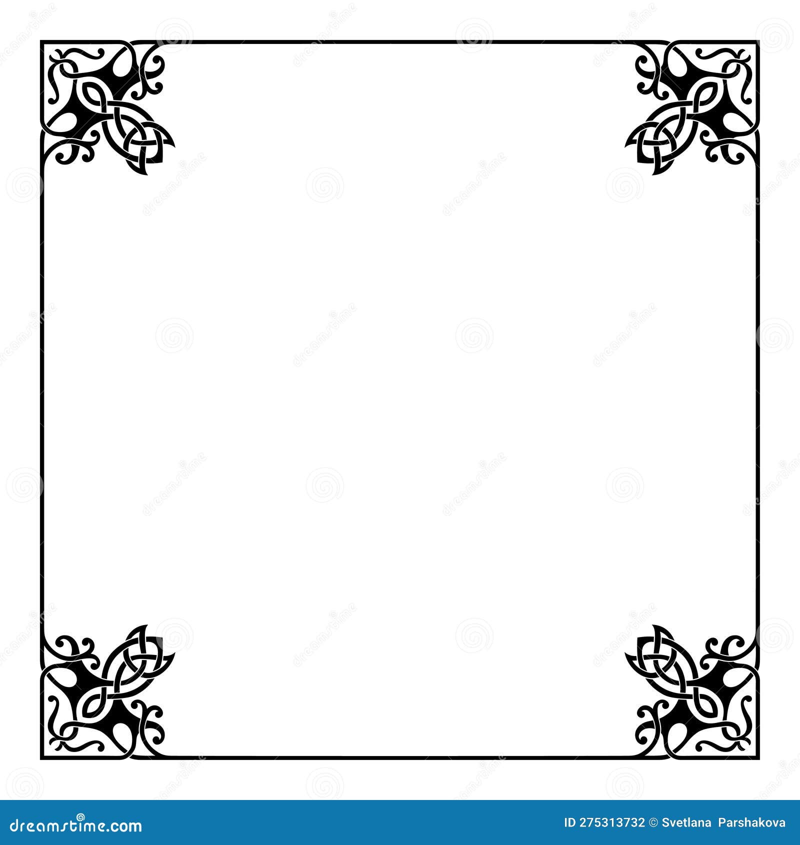 Decorative Square Black Framework. Interlaced Lines Stock Vector - Illustration of corner ...