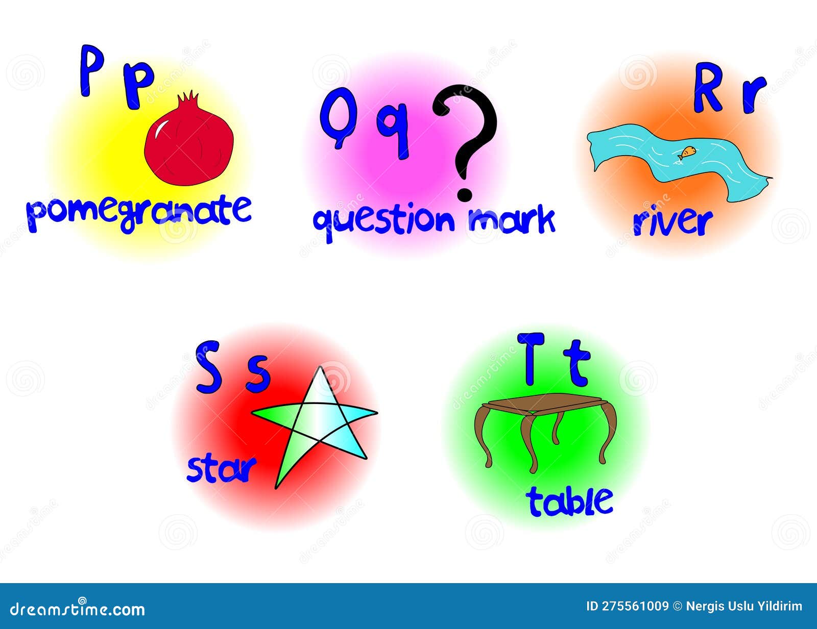 Part of English Alphabet with Examples Stock Vector - Illustration of ...