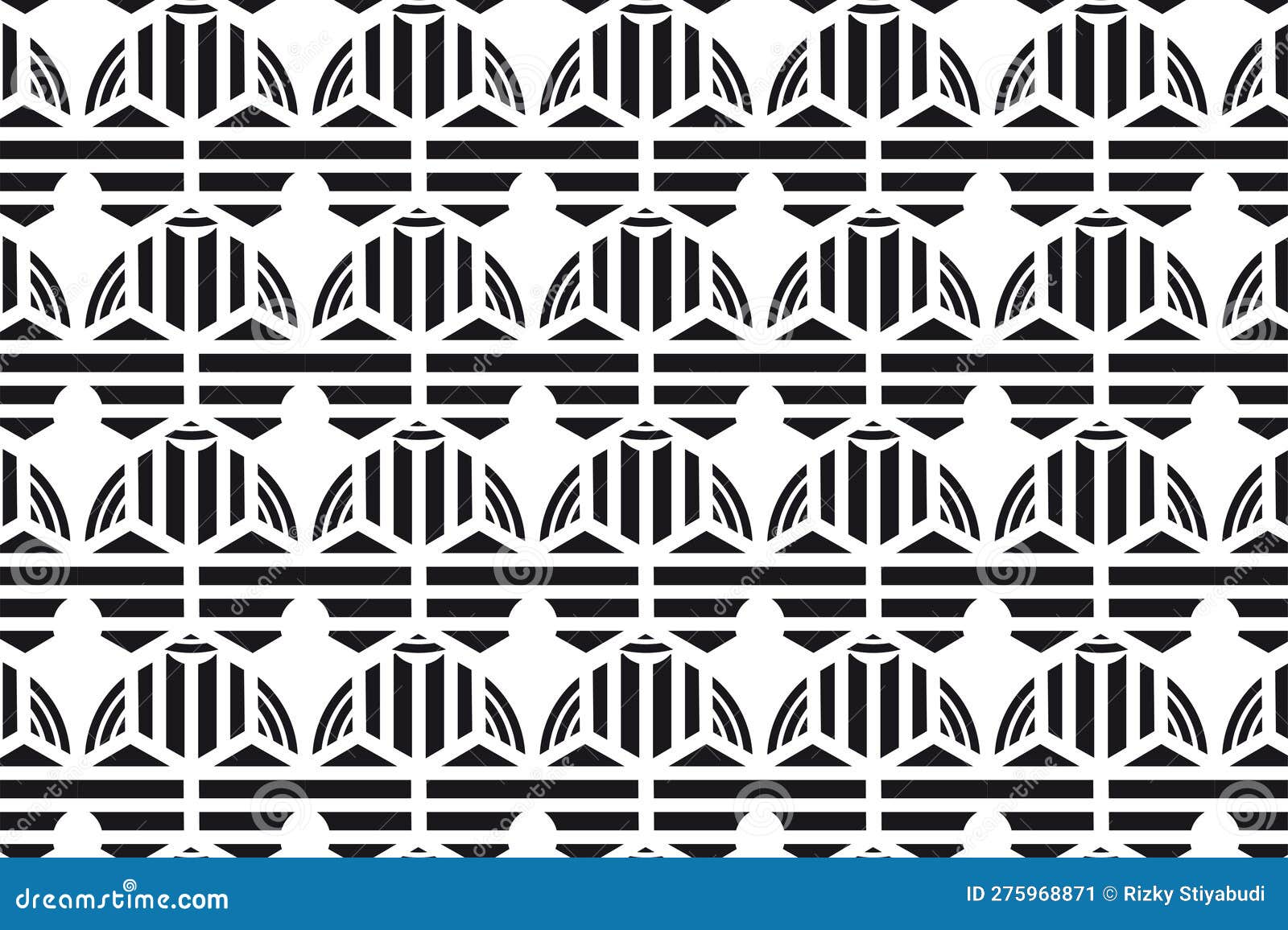 Seamless Monochrome Hexagonal and Quarter Circle Pattern Stock Vector ...