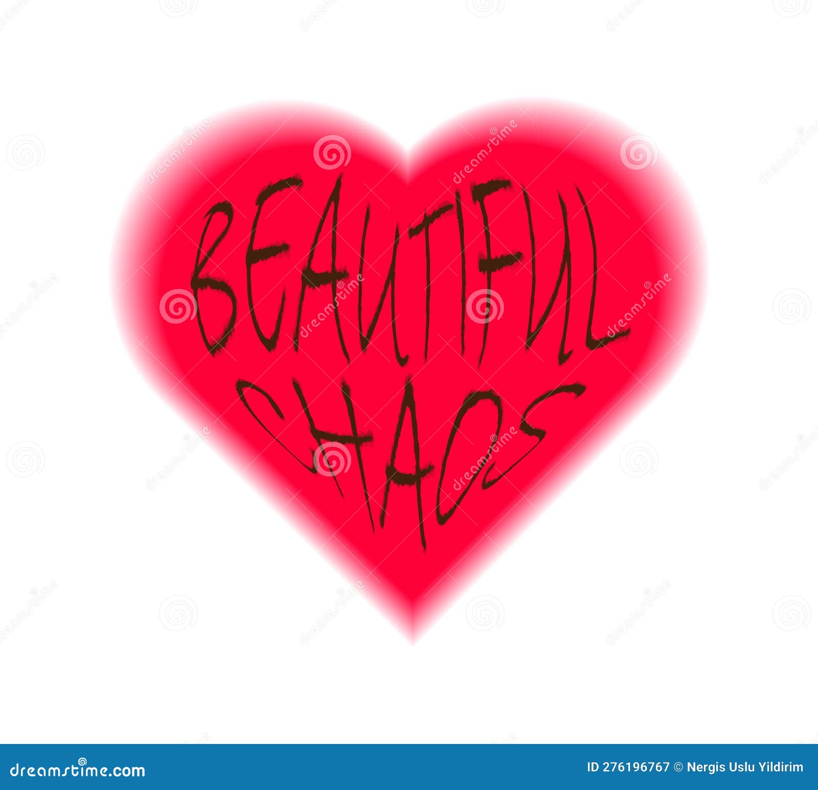 Diffusing Red Heart with Beautiful Chaos Text Inside Stock Vector ...