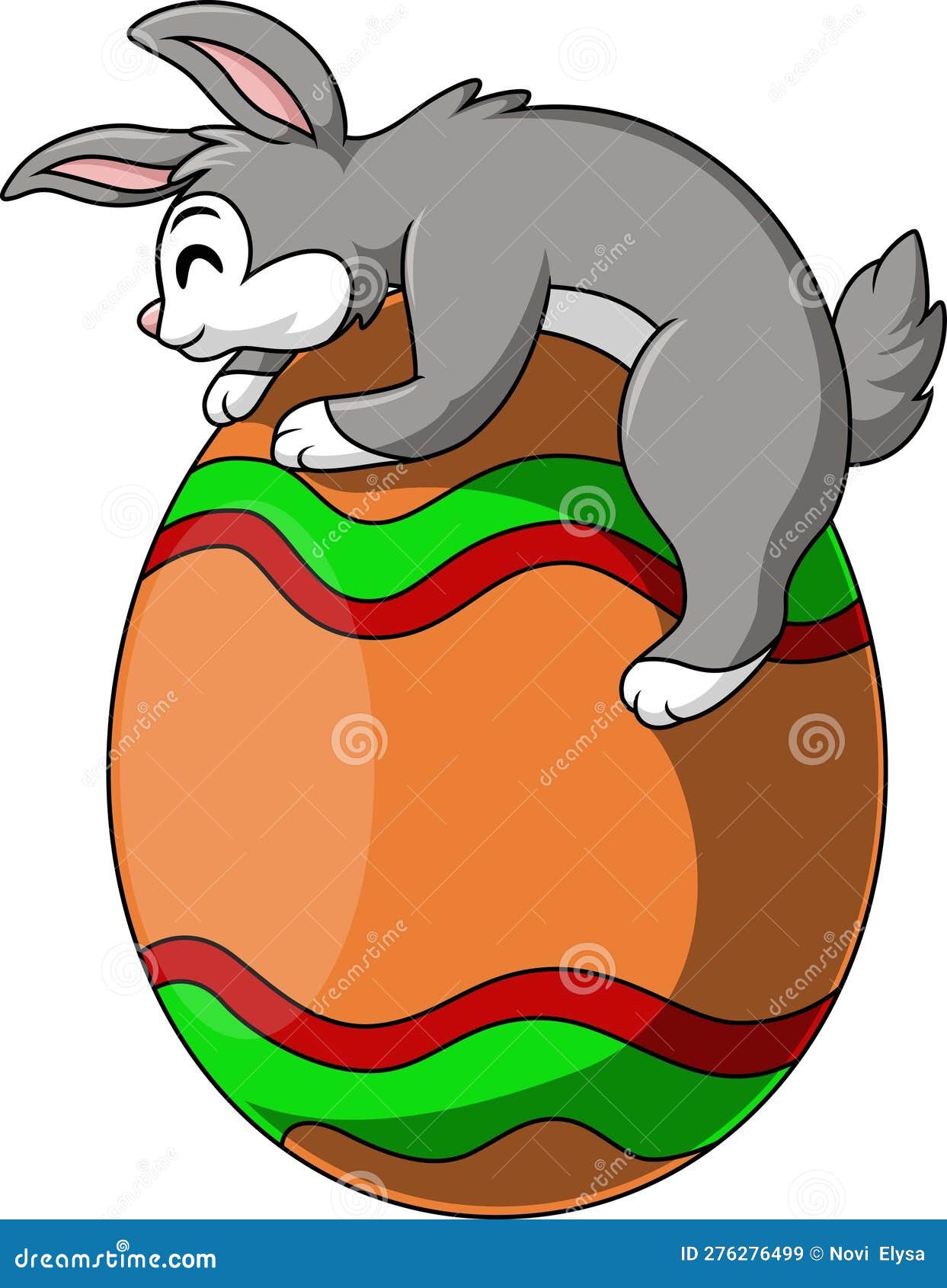 Cute Little White Bunny with Easter Egg Stock Vector - Illustration of ...
