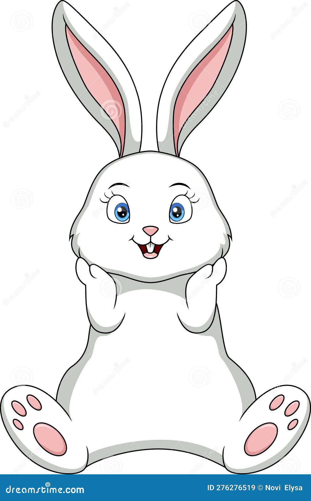 Cute White Bunny Cartoon on White Background Stock Vector ...