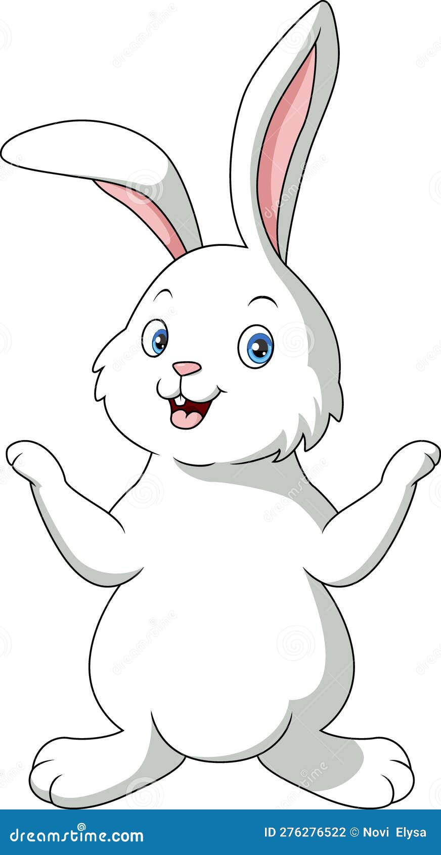 Cute White Bunny Cartoon on White Background Stock Vector ...