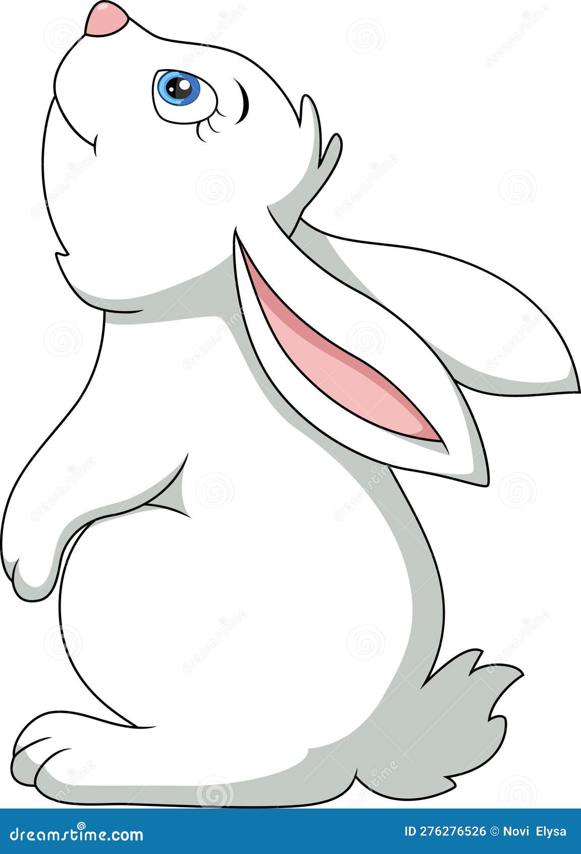 Cute White Bunny Cartoon on White Background Stock Vector ...
