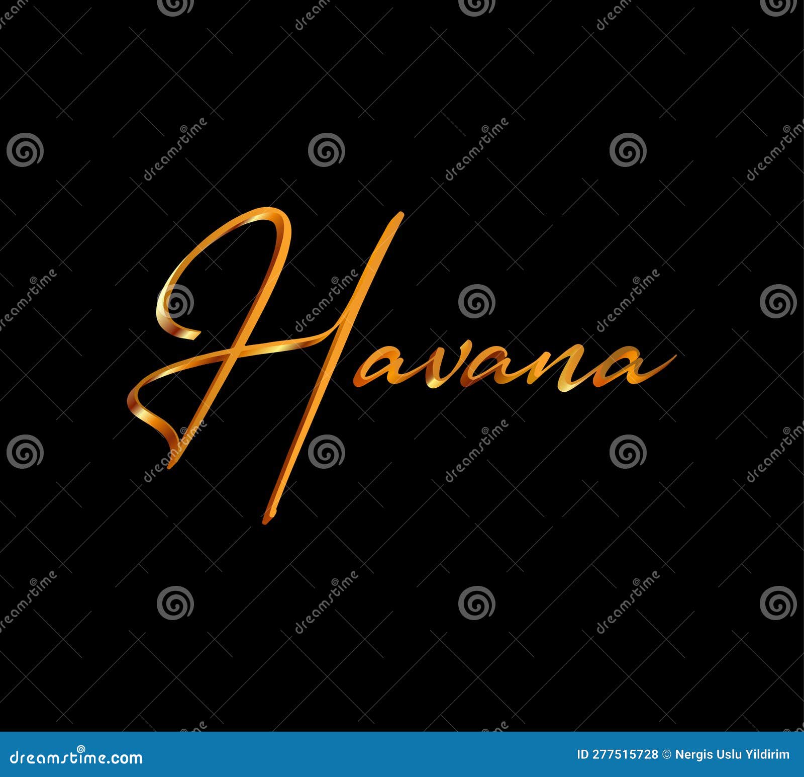 3d gold havana text stock vector. Illustration of writing - 277515728