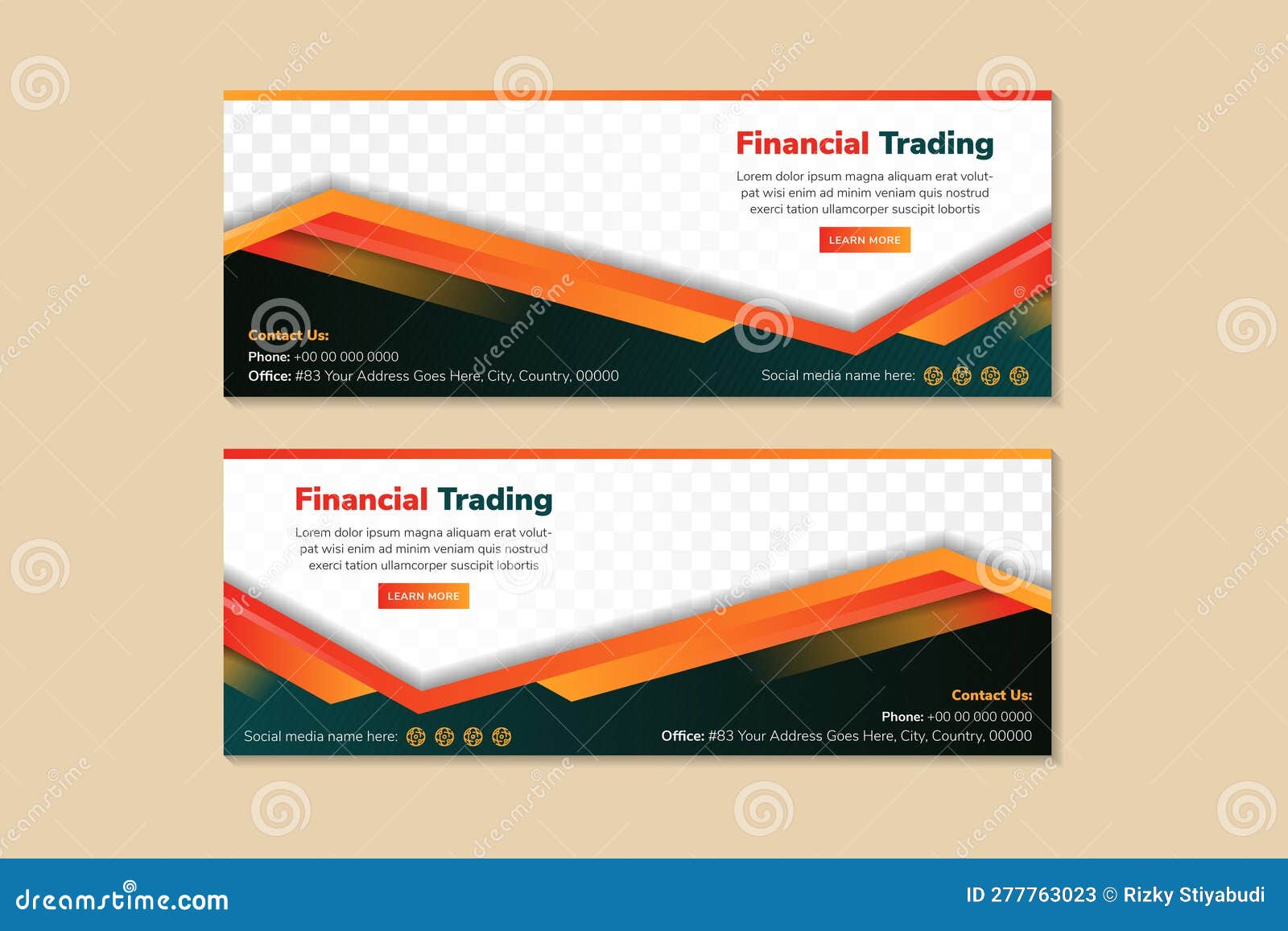 Horizontal Banners with Space for Text and Photo. Social Media Banner ...