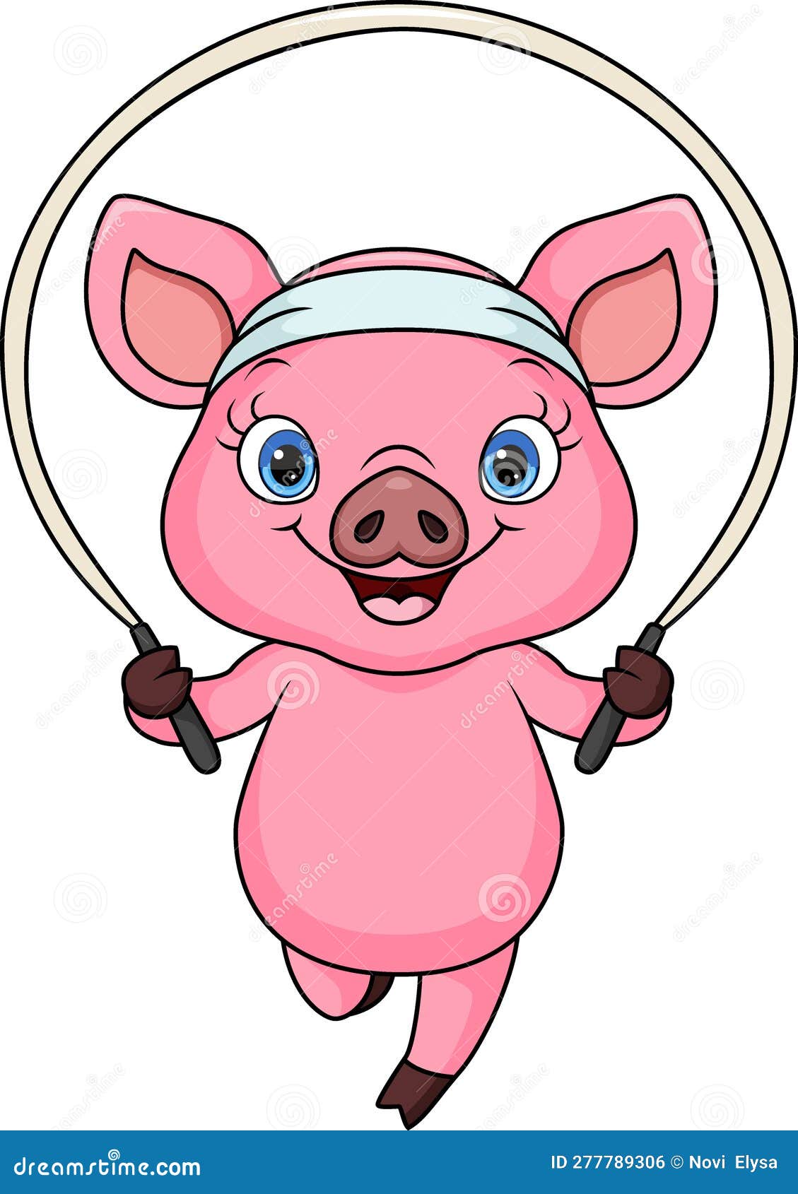 Cute Pig Cartoon Playing Jumping Rope Stock Vector - Illustration of ...