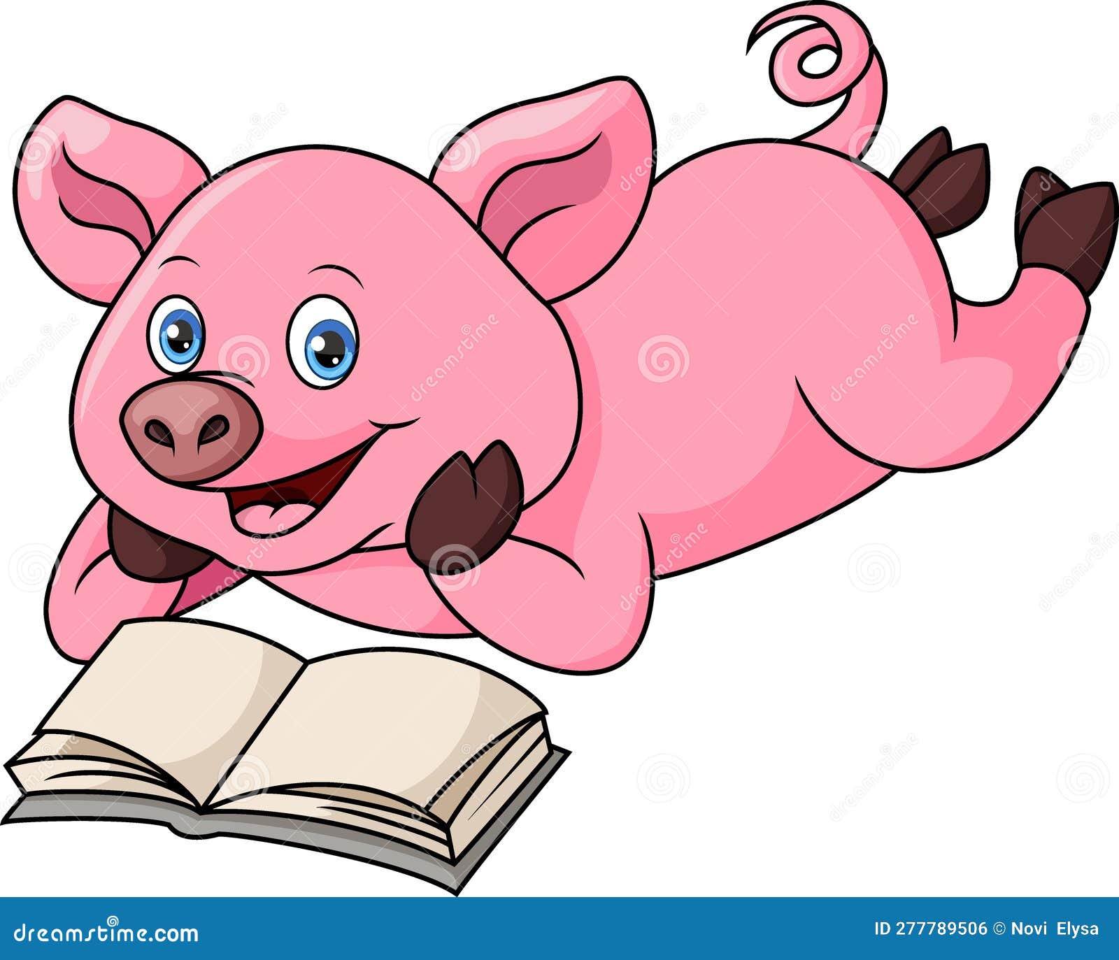Cute Pig Cartoon Reading a Book Stock Vector - Illustration of cute ...