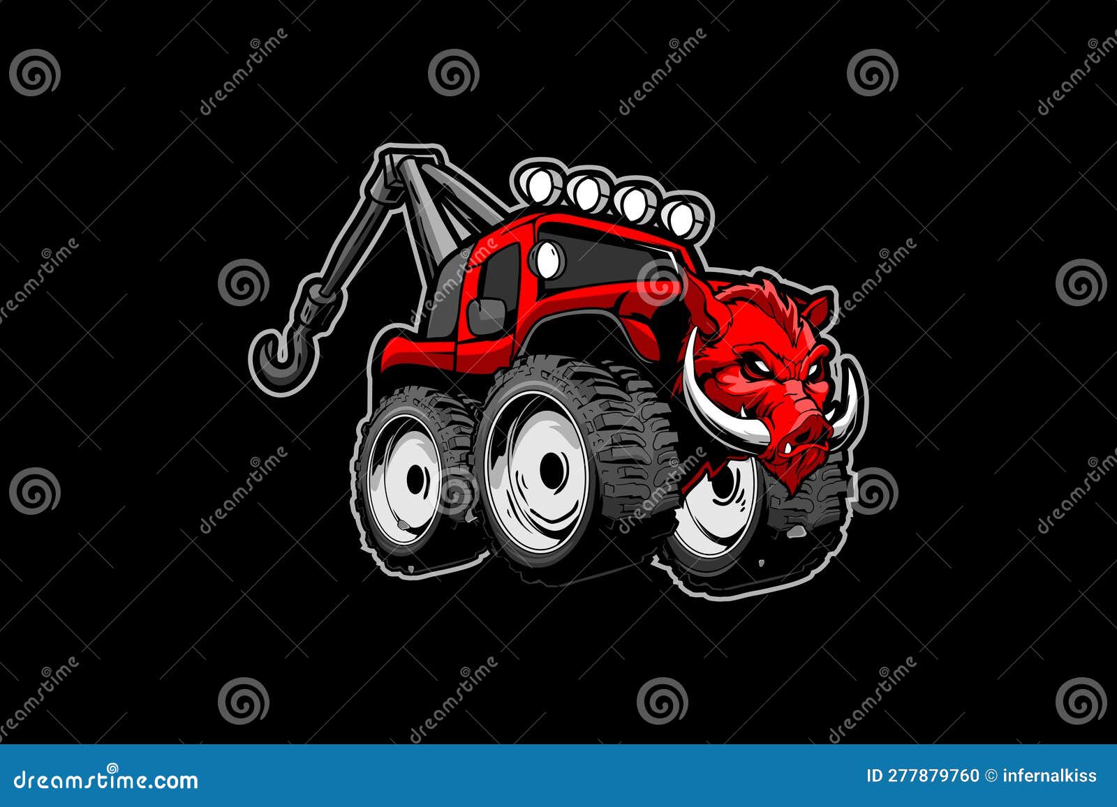 Off-road Truck with Hog Head Cartoon Vector Stock Vector - Illustration ...
