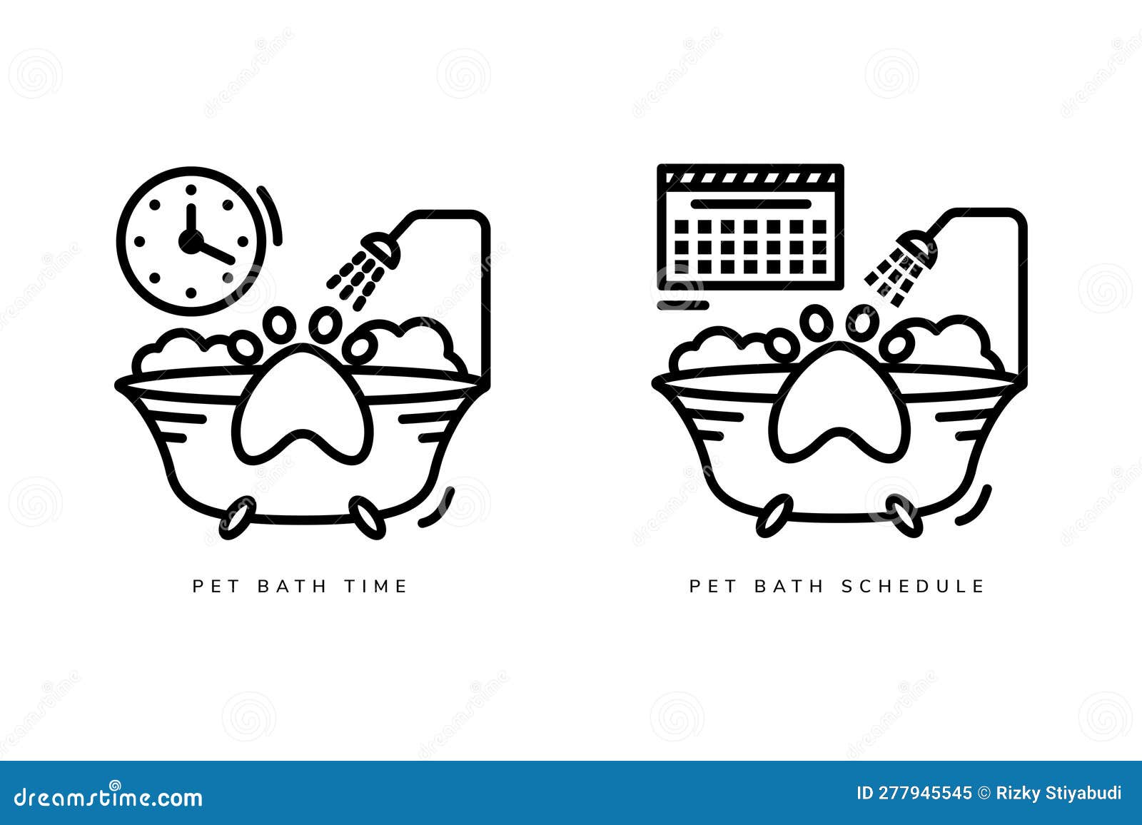 Pet Paw Dog Bathing Premium Vector Icon Stock Vector - Illustration of ...